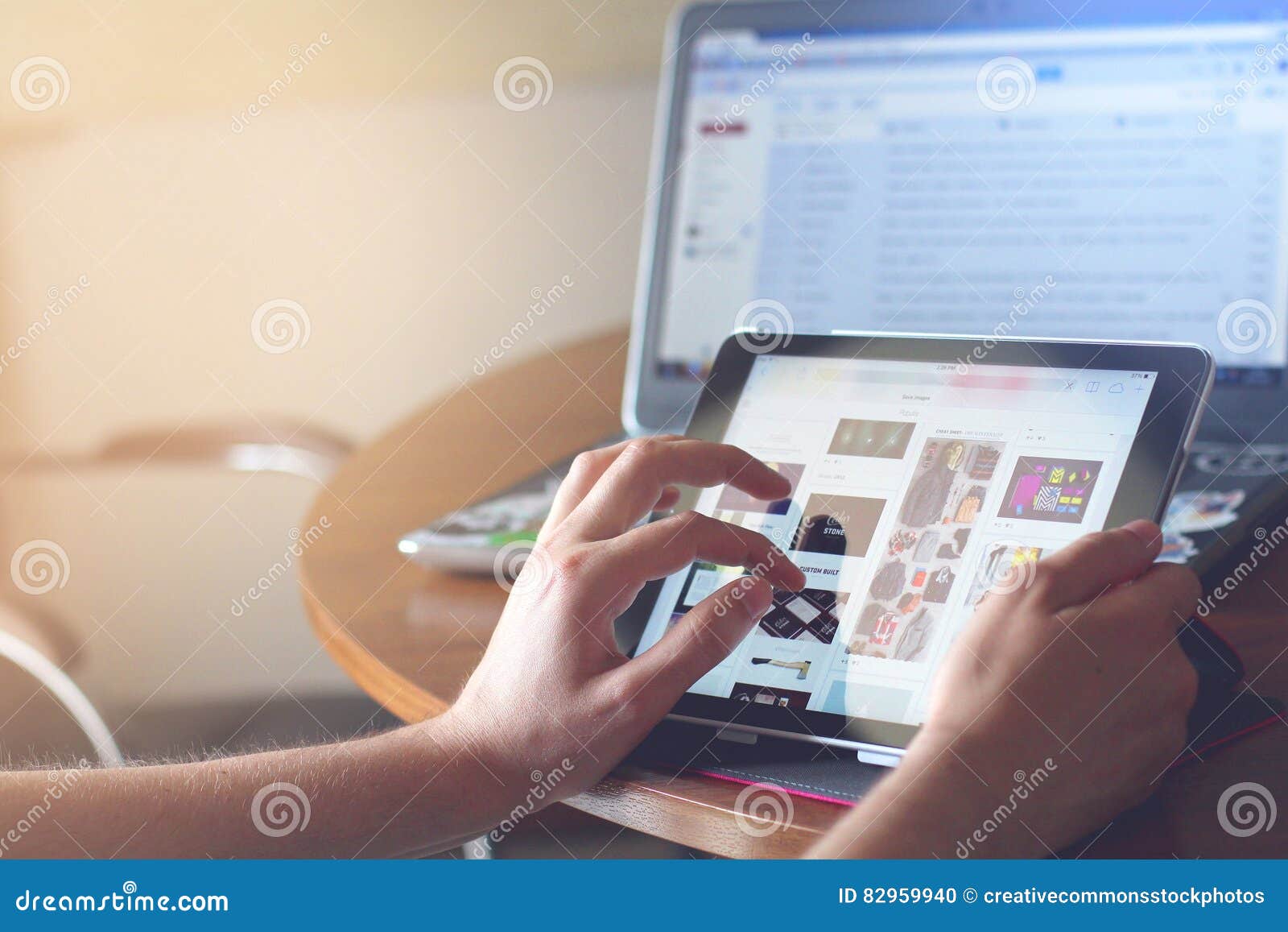 Hands Using Tablet Picture. Image: 82959940