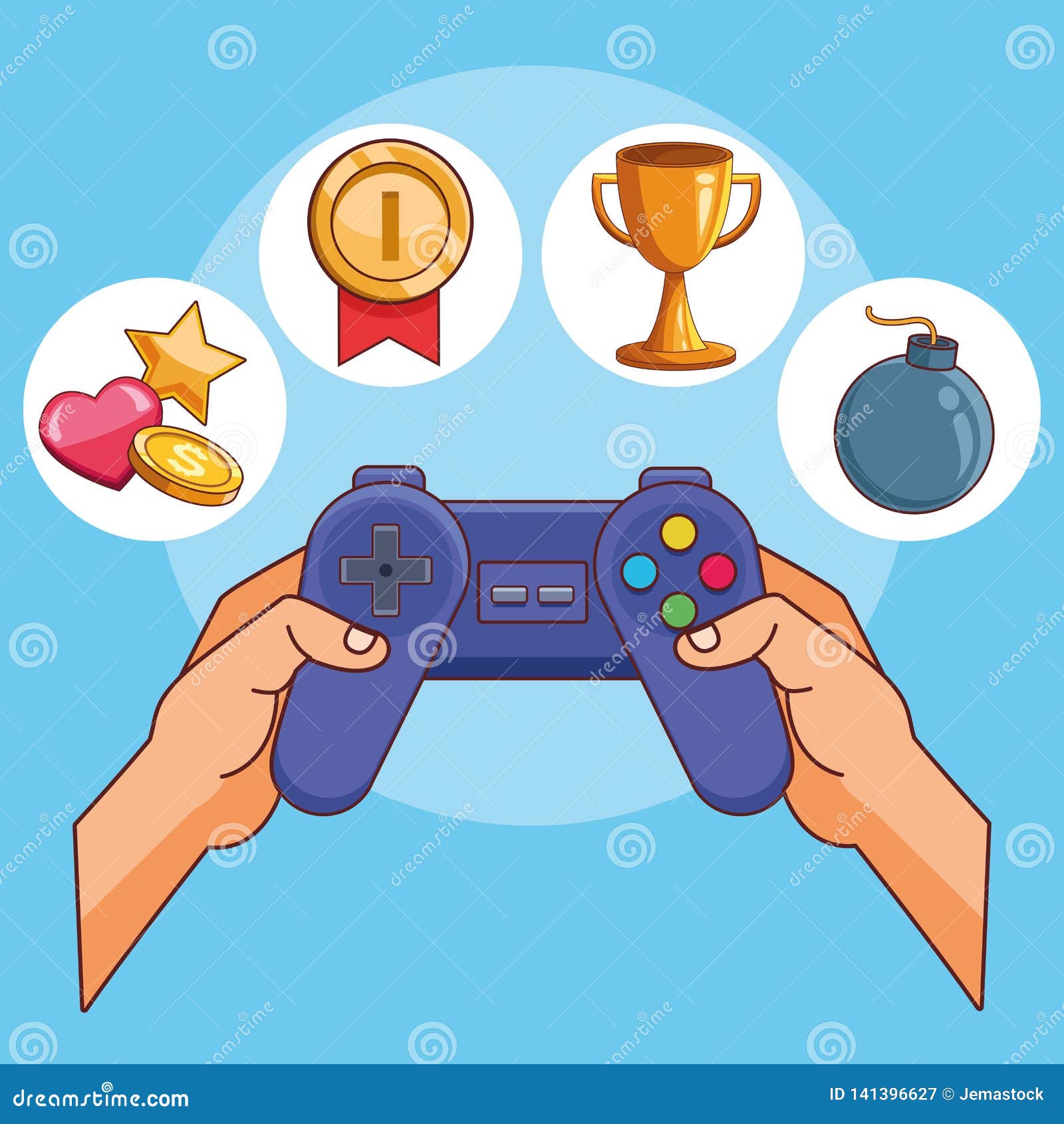 Hands Using Videogames Gamepad Stock Vector - Illustration of education ...