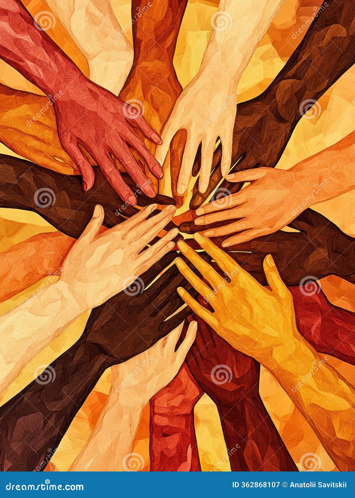 Interconnected Hands Symbolizing Unity and Support among Diverse ...