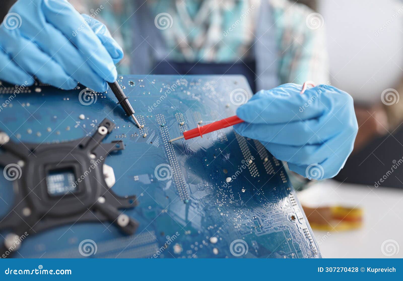 Hands with a Voltmeter Check the Processor Chip Stock Photo - Image of ...