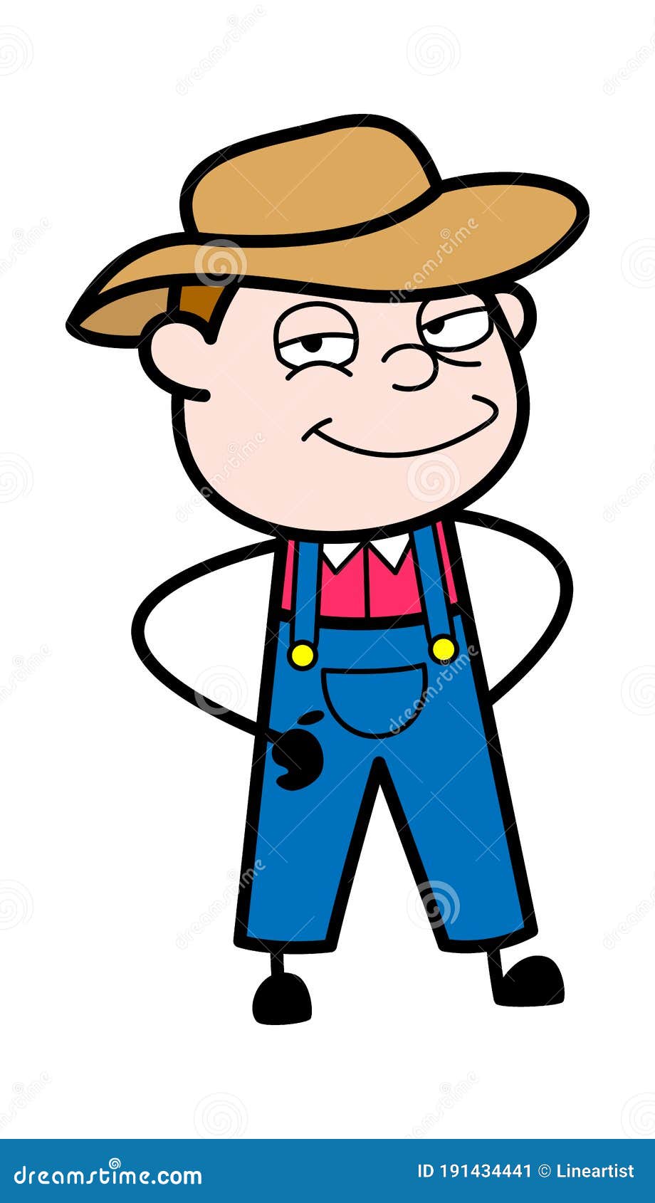 Hands on Waist Cartoon Farmer Stock Illustration - Illustration of glad ...