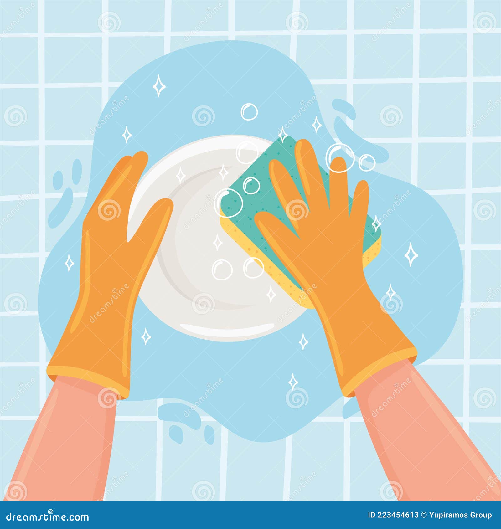 Hands washing a dish stock vector. Illustration of cleaner - 223454613