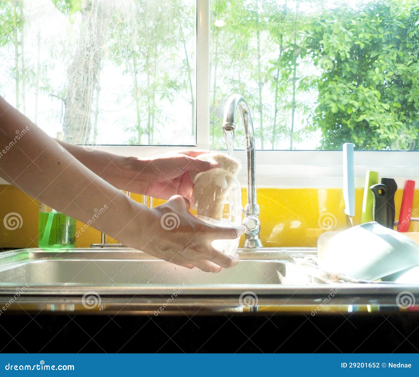 Hands washing glass stock photo. Image of routine, sink - 29201652