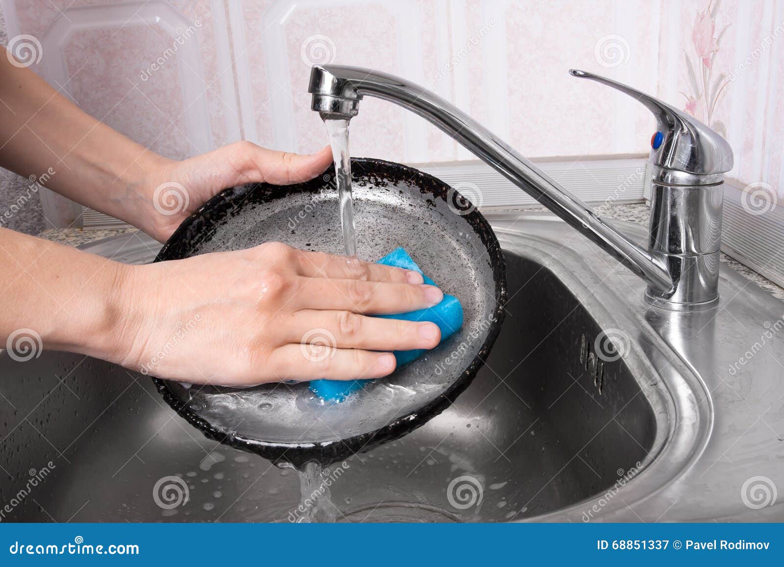 Hands Washing a Pan, Closeup Stock Image - Image of person, female ...