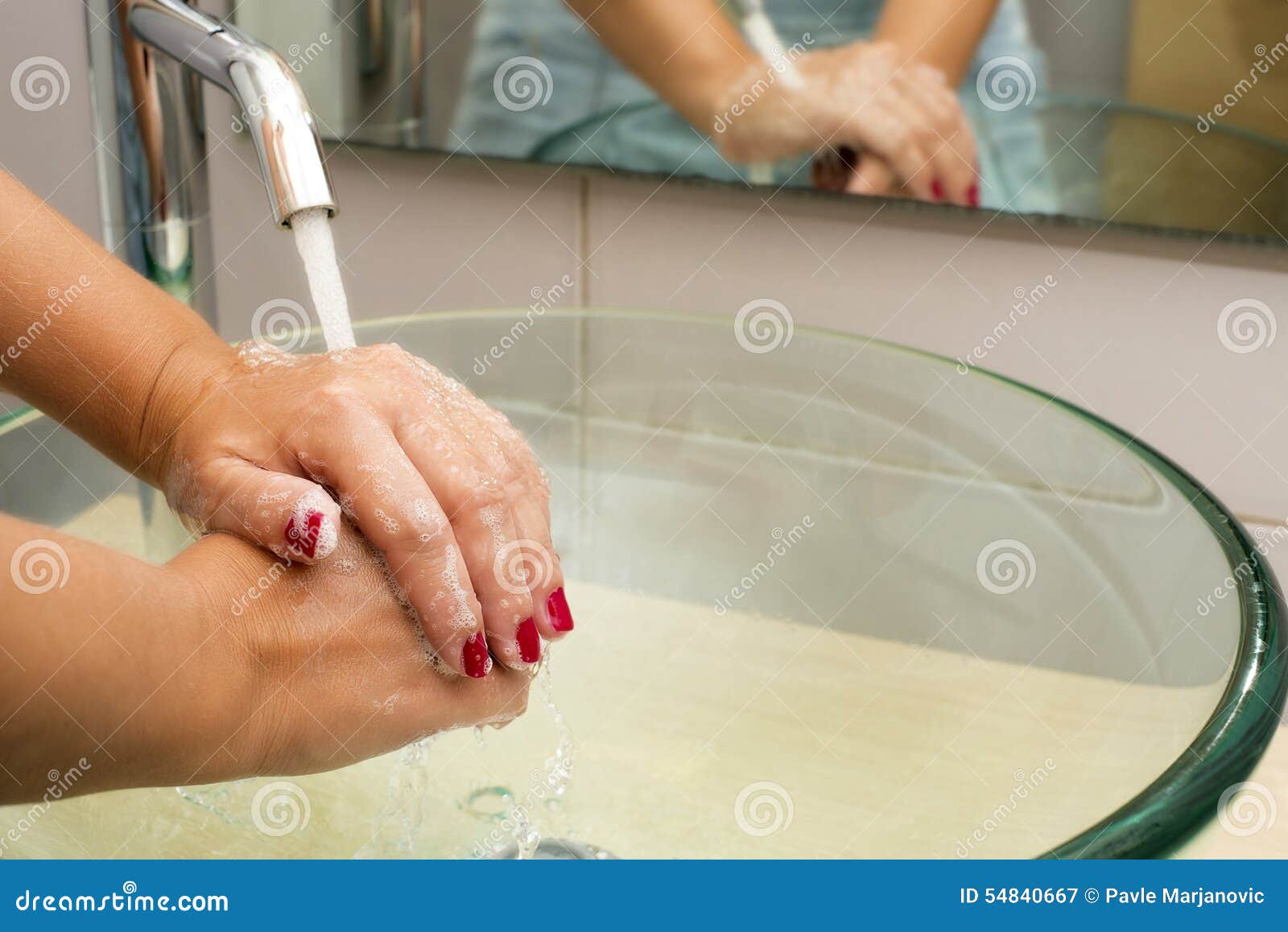 Hands Washing with Soap Under Running Water Stock Image - Image of good ...