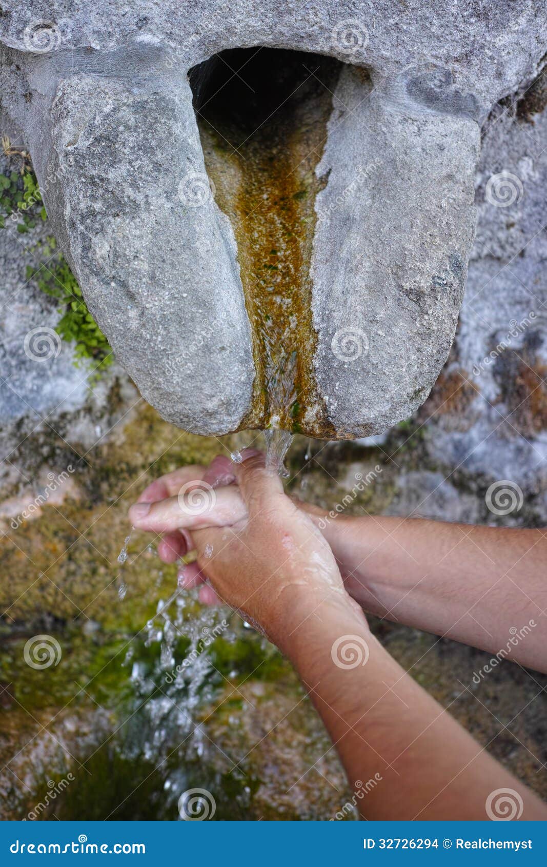 Hands Washing Under Water Source Stock Photo - Image of finger, nature ...