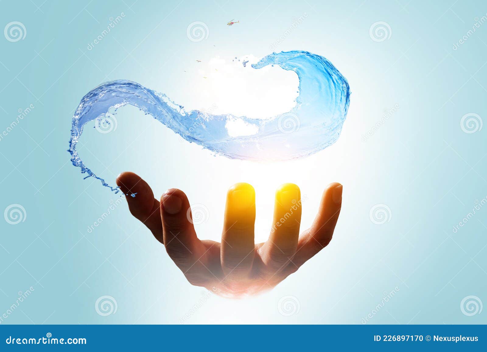 Hands with Water Splash . Mixed Media Stock Photo - Image of ripple ...