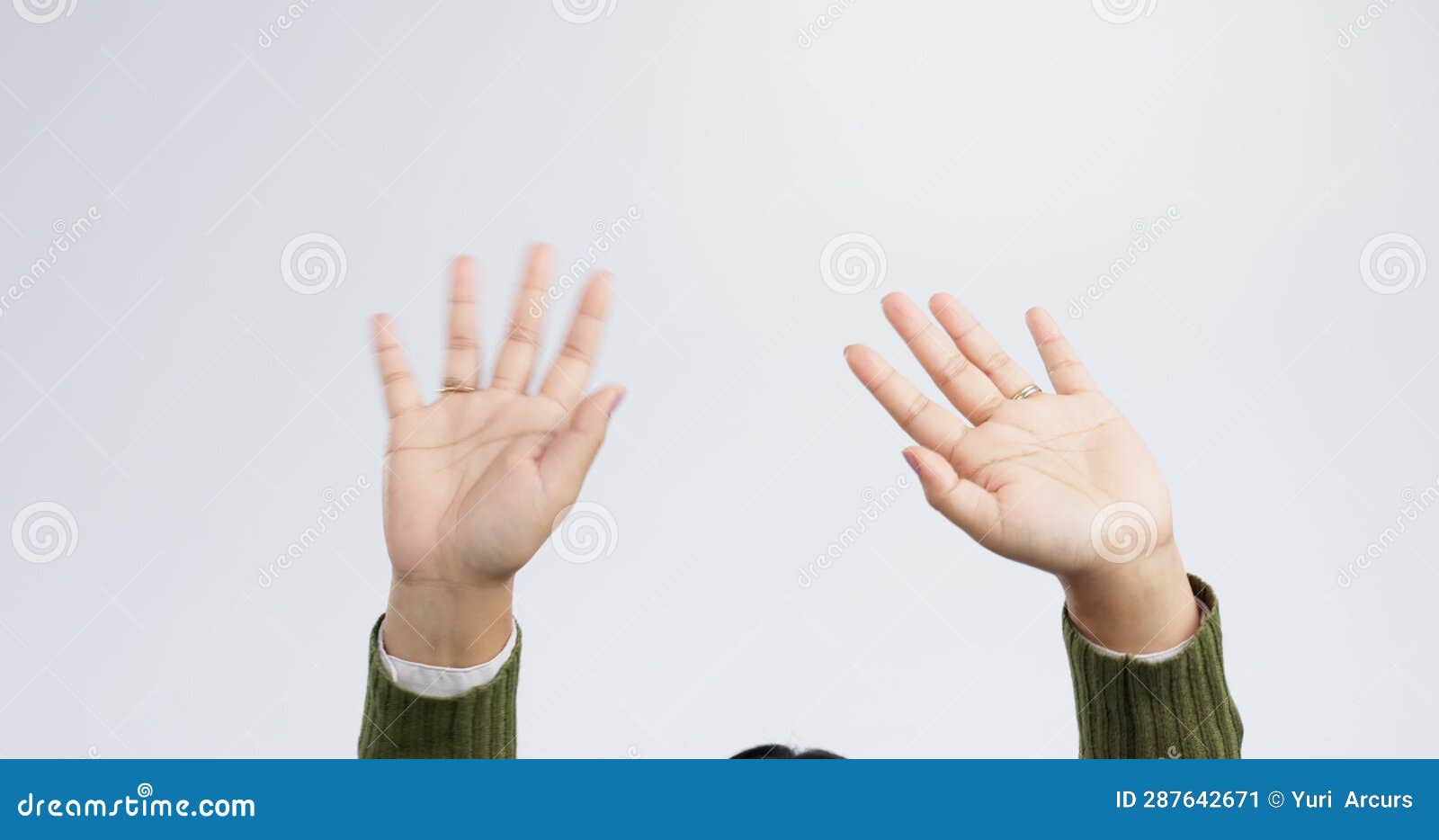Hands, Wave and Sign for Hello, Goodbye or Friendly Greeting on White ...