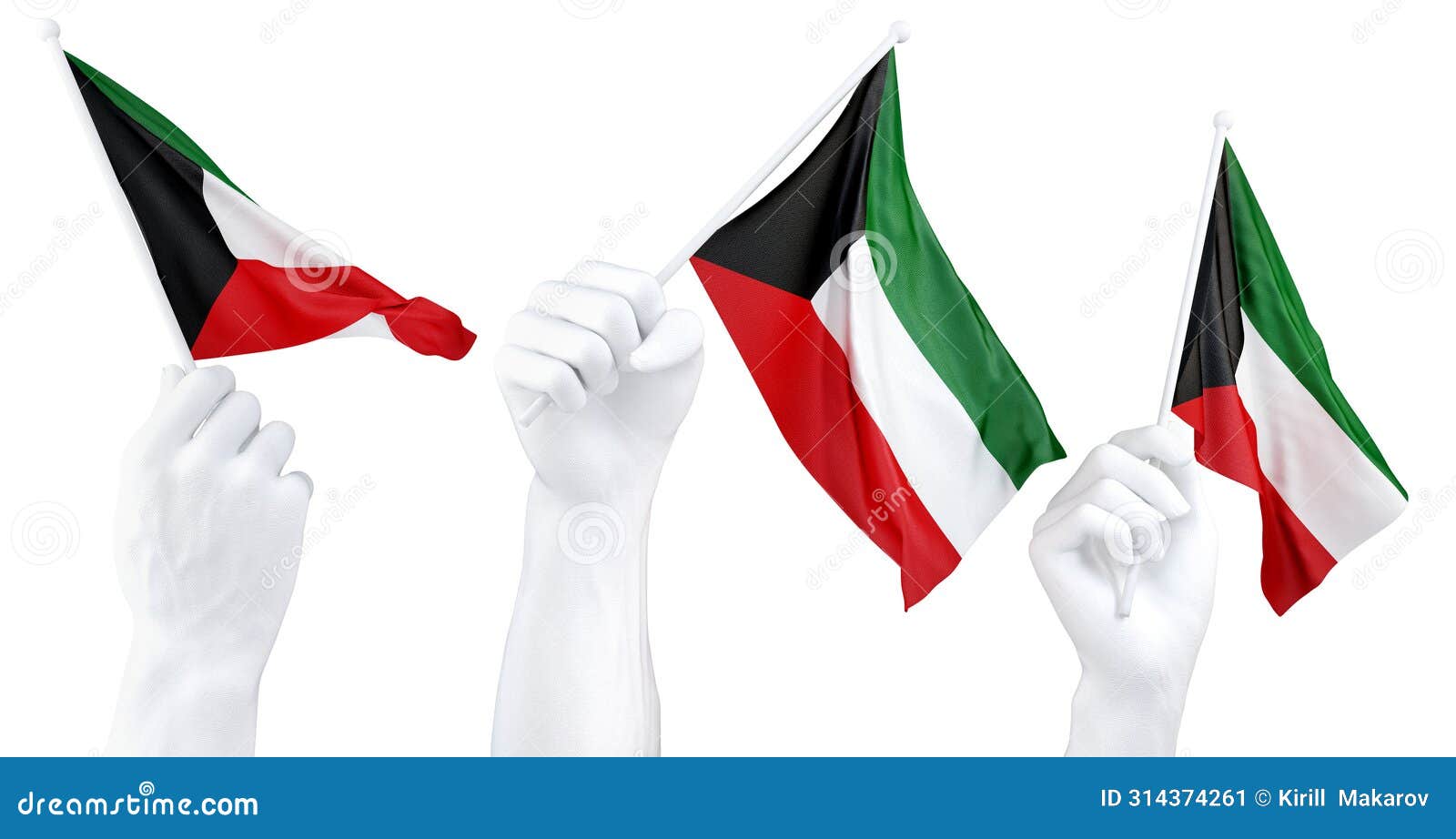 Hands Waving Kuwait Flags Isolated on White Stock Illustration ...