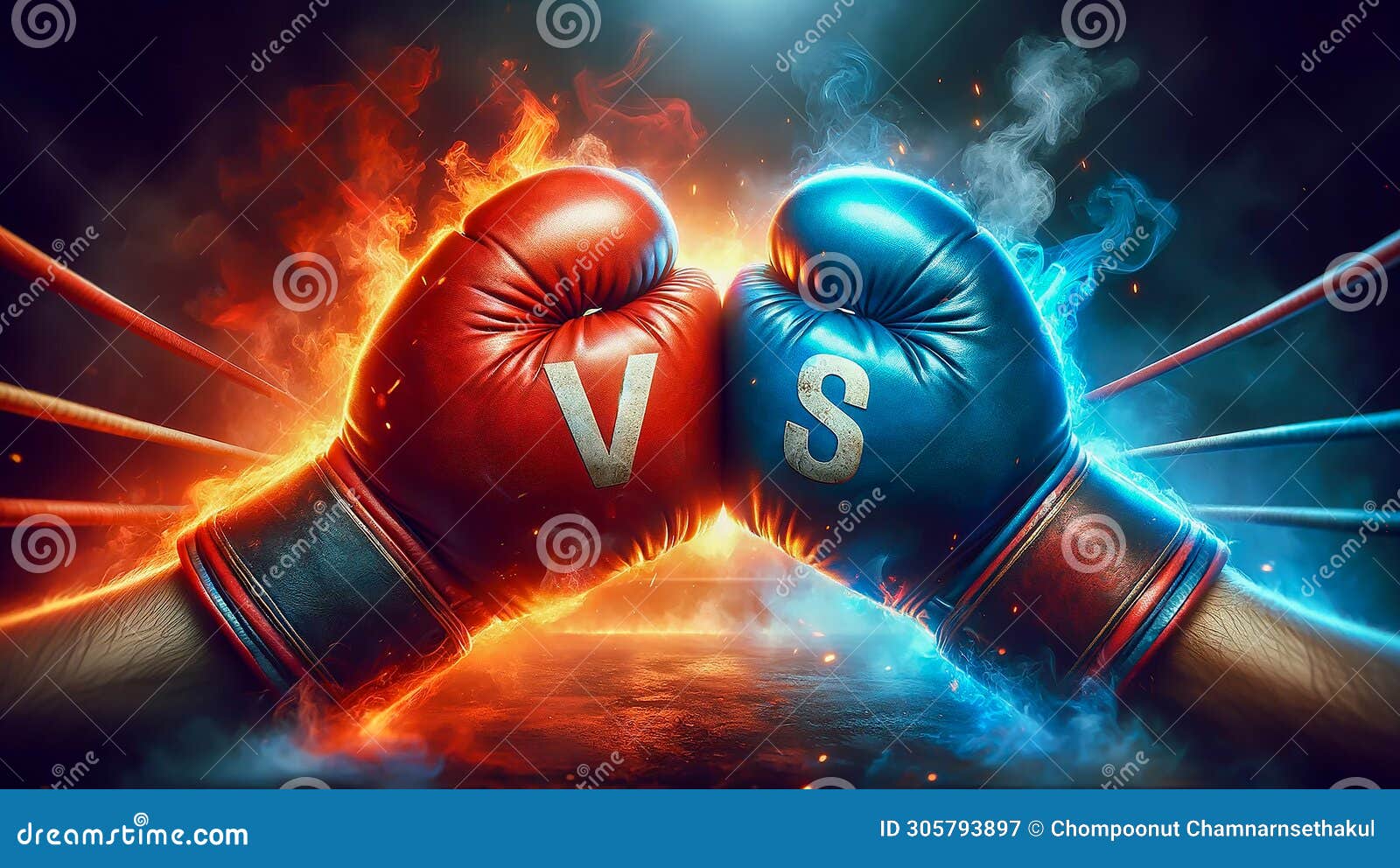 Hands Wearing Boxing Gloves Clash with the Letters VS. the Background ...