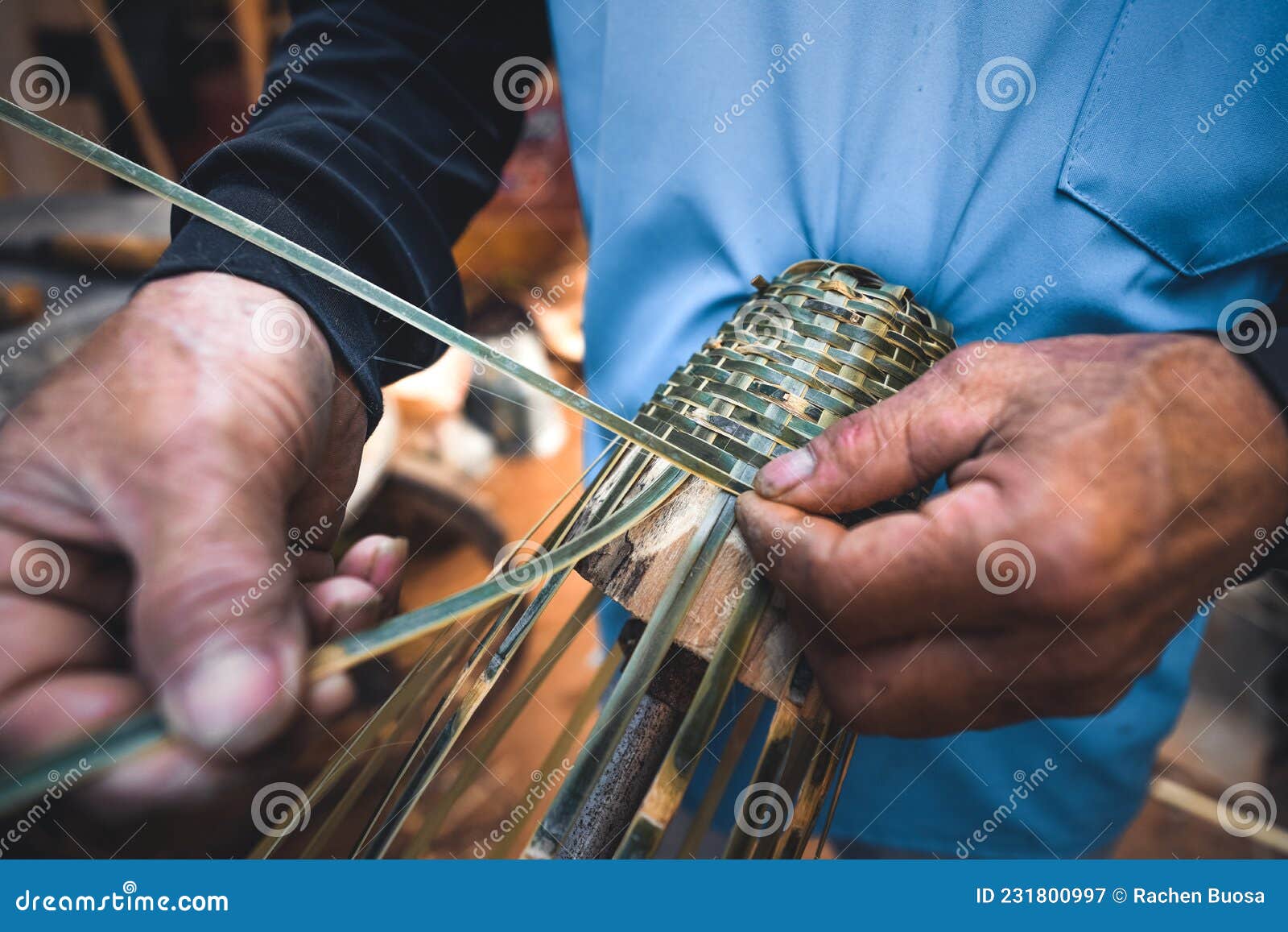 Hands Weaving Bamboo Baskets at Home Stock Image - Image of female ...