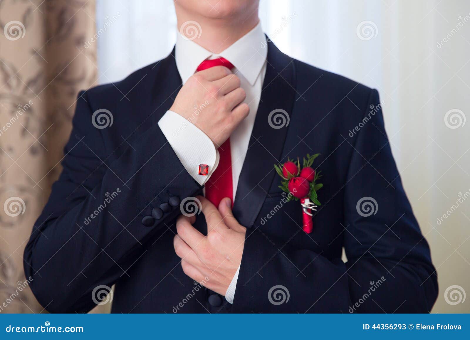 Hands of Wedding Groom Getting Ready in Suit. Stock Image - Image of ...