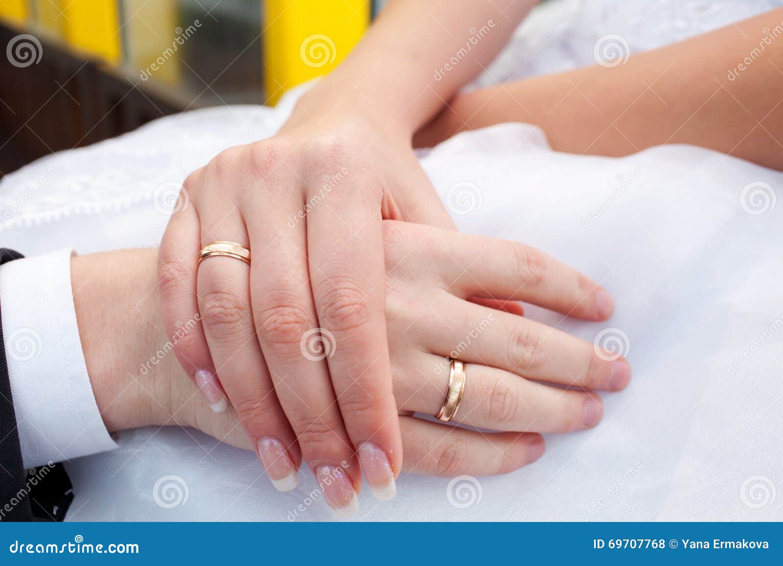 Hands with wedding rings stock photo. Image of decor - 69707768