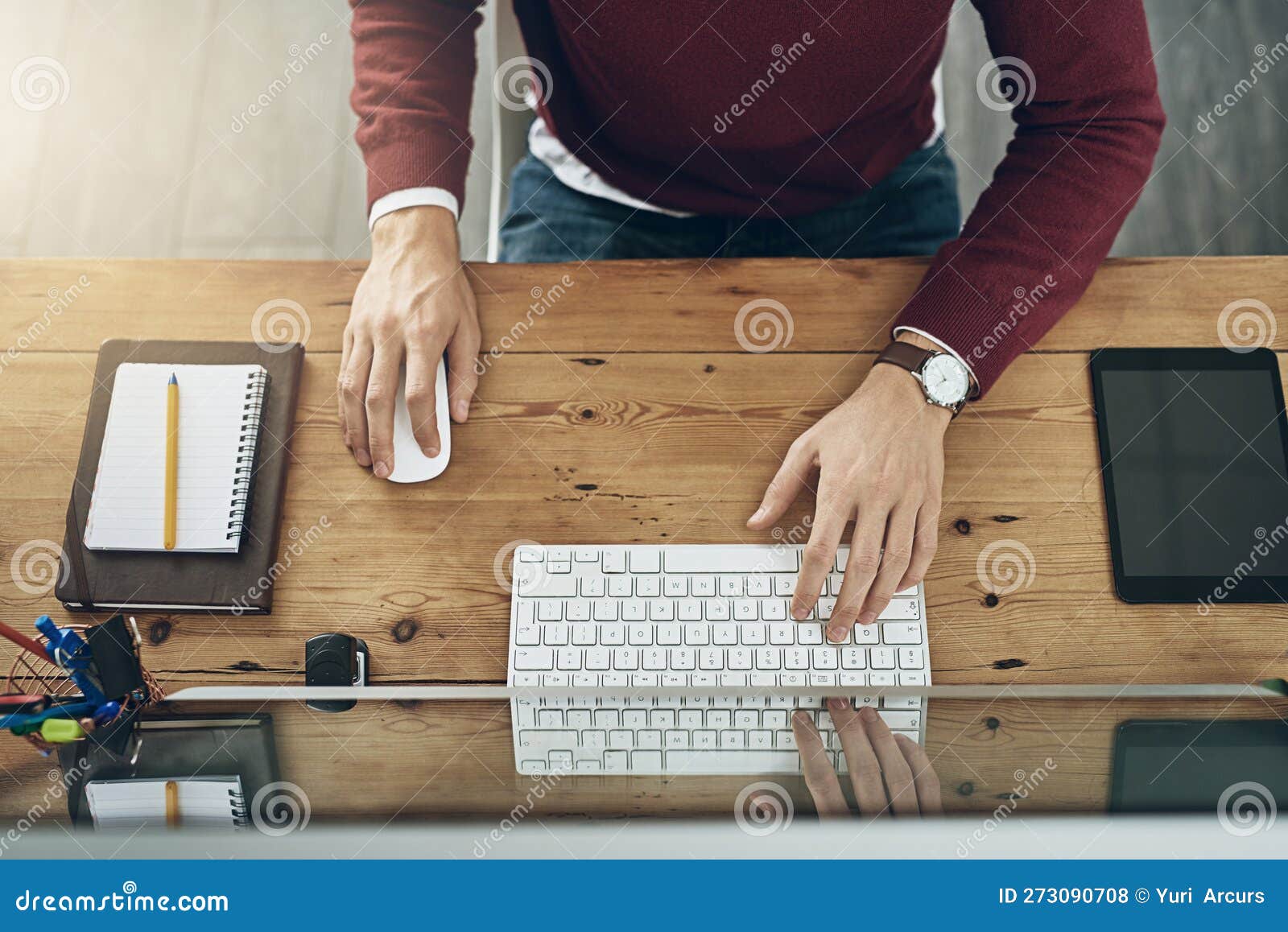 Hands that Were Made To Get Results. High Angle Shot of a Man Using a ...
