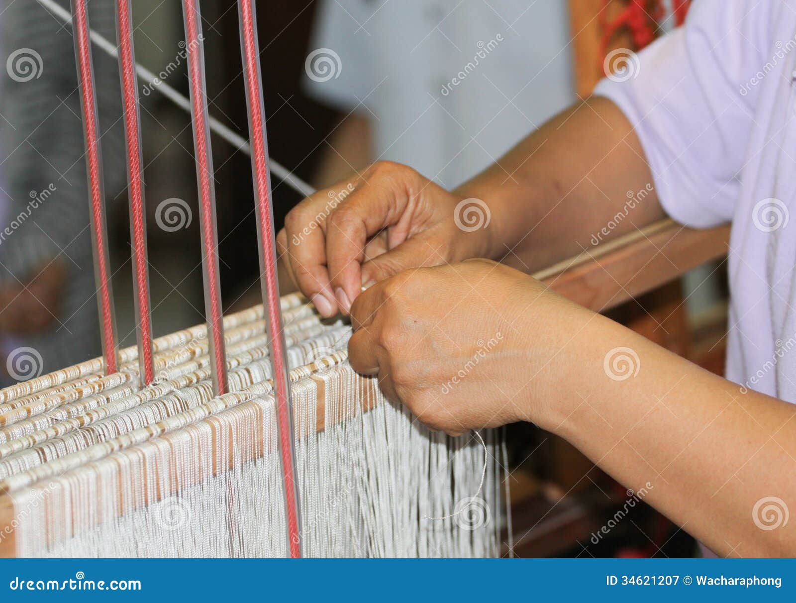 Hands were weaving. stock image. Image of career, silk - 34621207