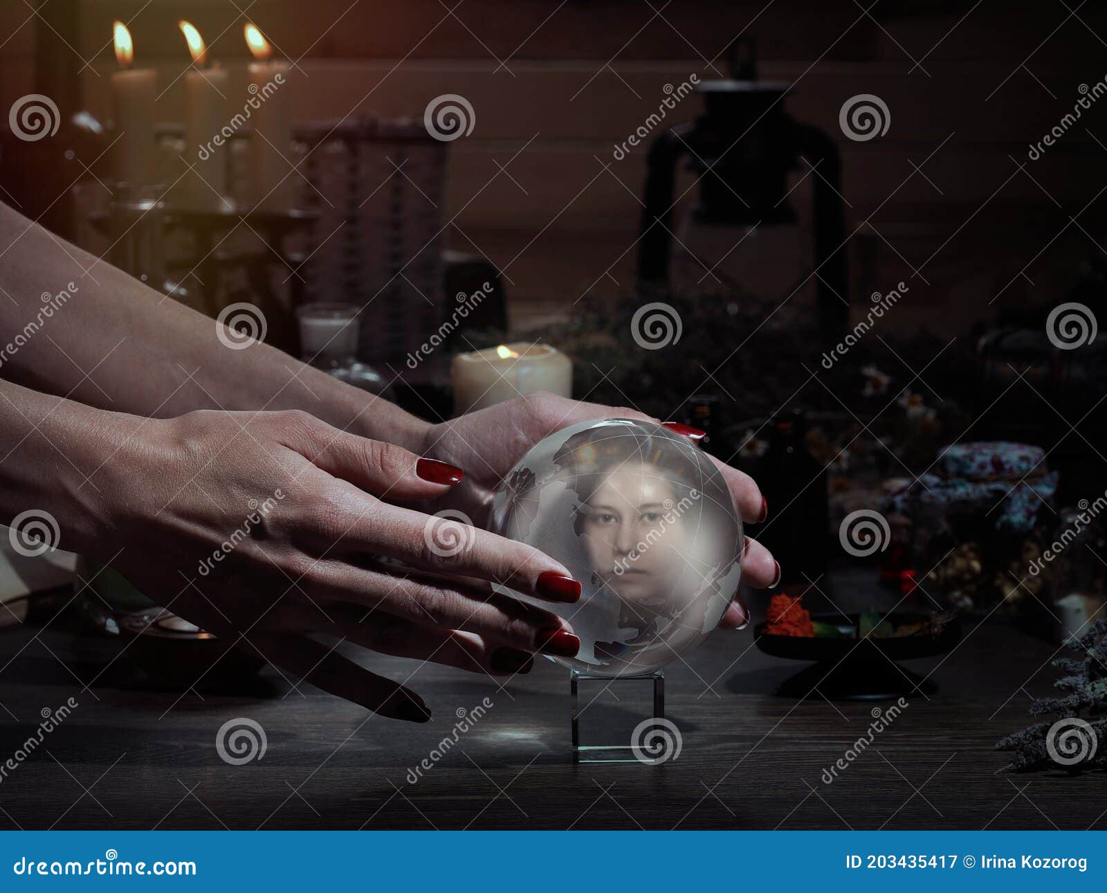 The Hands of Witches, Magic Ball Stock Image - Image of paranormal ...