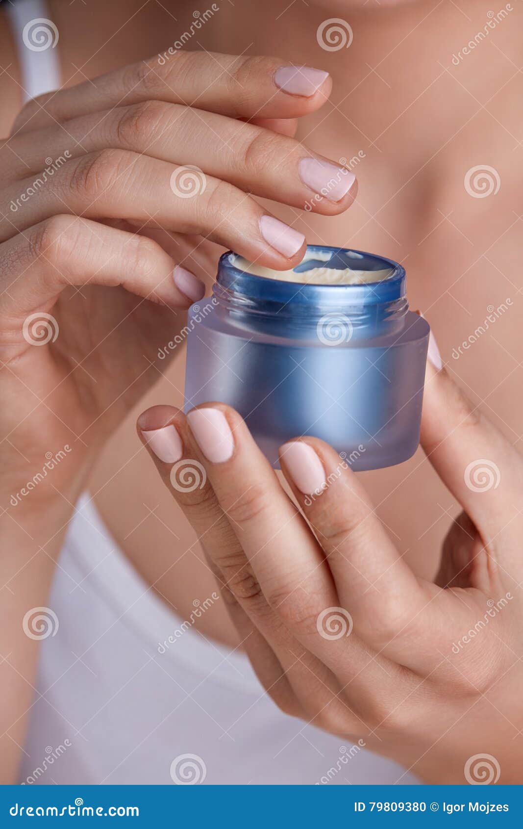 Hands of a Woman Apply Face Cream Stock Photo - Image of complexion ...