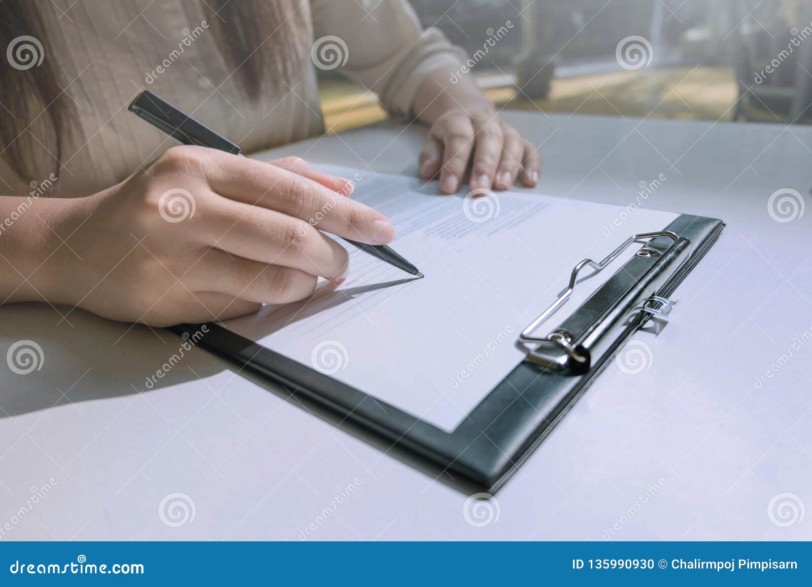 Hands of Woman Completing Application Form Stock Photo - Image of ...