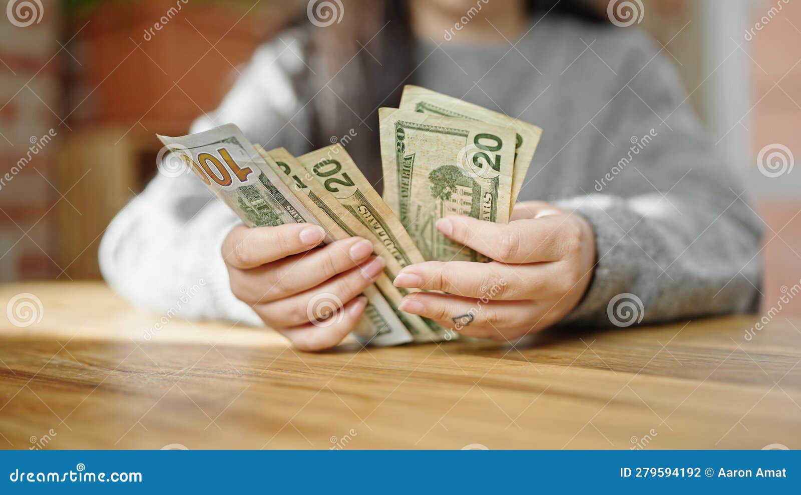 Hands of Woman Counting Dollars at Room Stock Photo - Image of counting ...