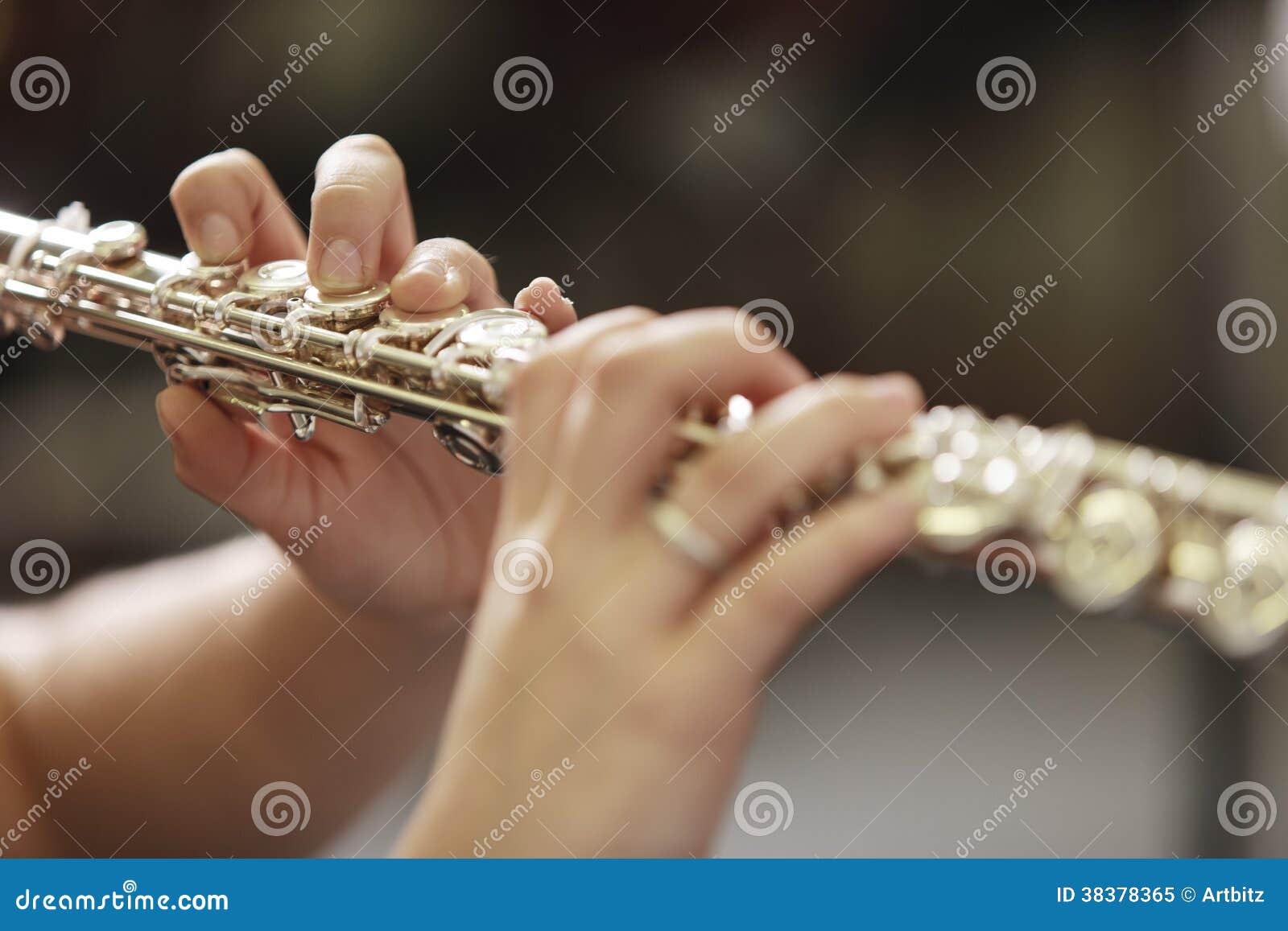Hands of Woman Playing the Flute Stock Image - Image of music ...