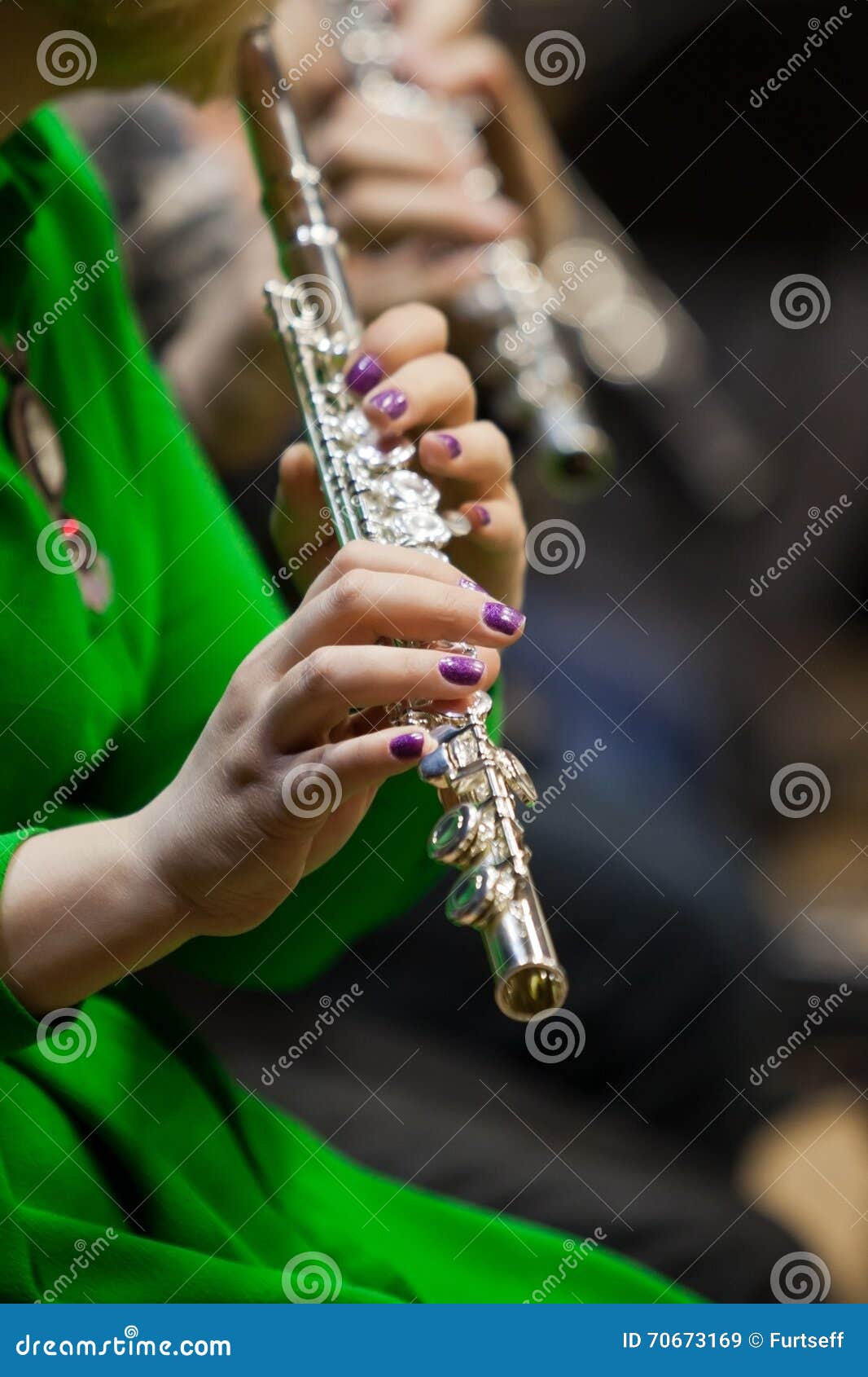 Hands of a Woman Playing the Flute Stock Image - Image of metal ...