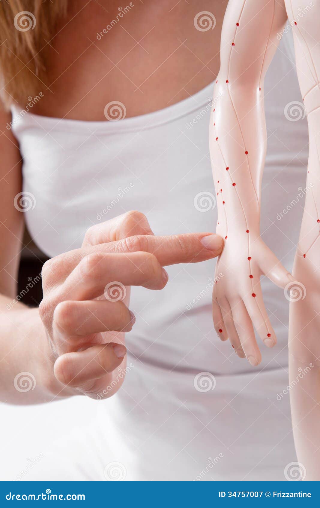 Hands of Woman Showing Acupuncture Points Stock Image - Image of ...
