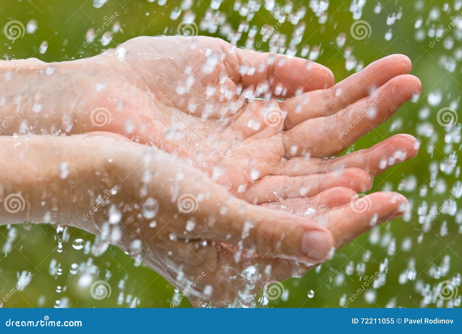 Hands of woman under rain stock image. Image of background - 72211055