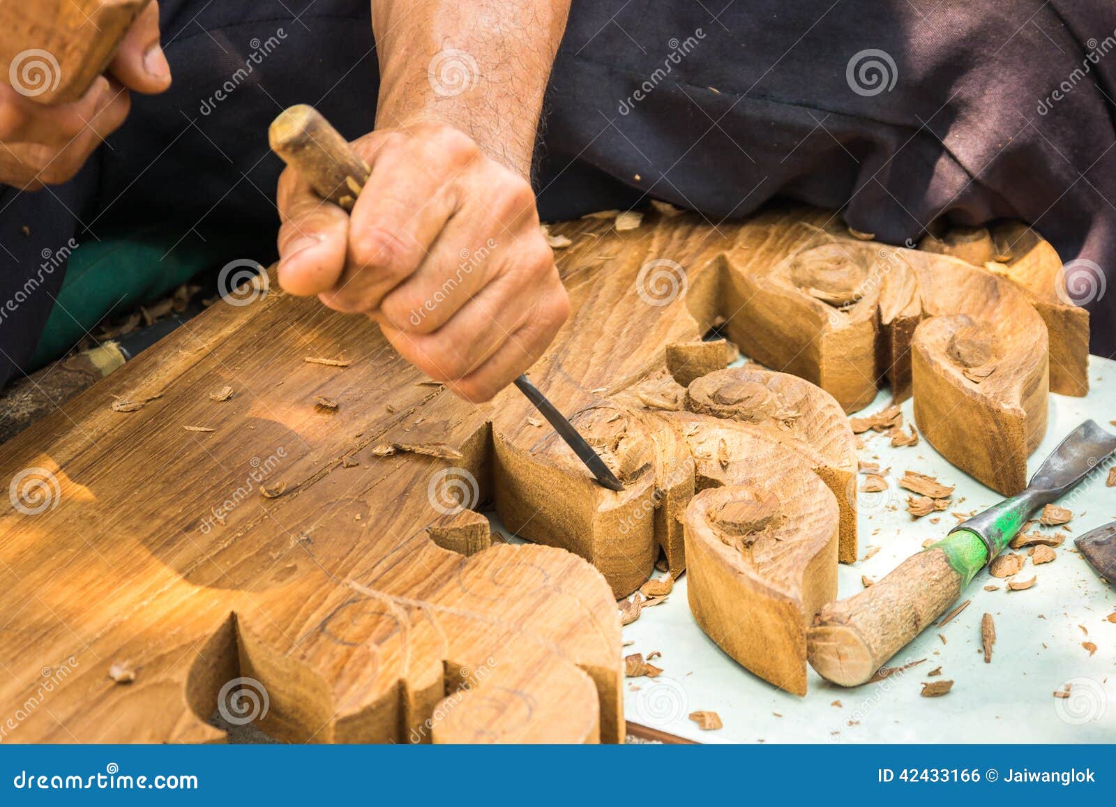 A Man Working With Woodcarving Instruments Stock Image | CartoonDealer ...