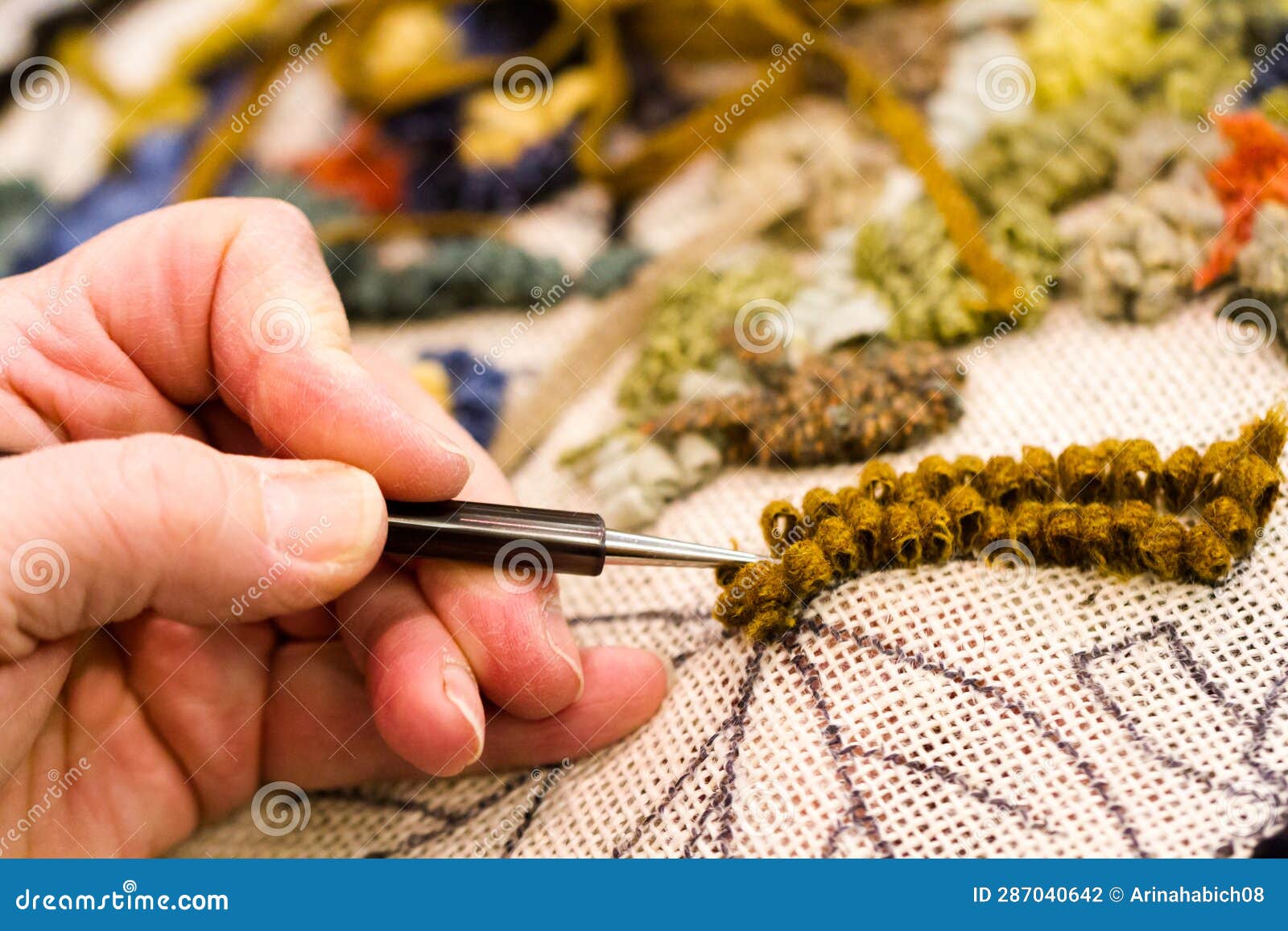 Rug hooking stock photo. Image of woven, chrochettype - 287040642