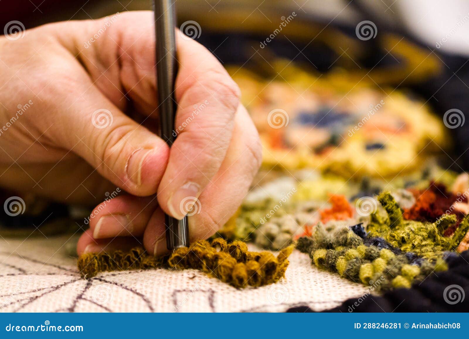 Rug hooking stock image. Image of homemade, creativity - 288246281