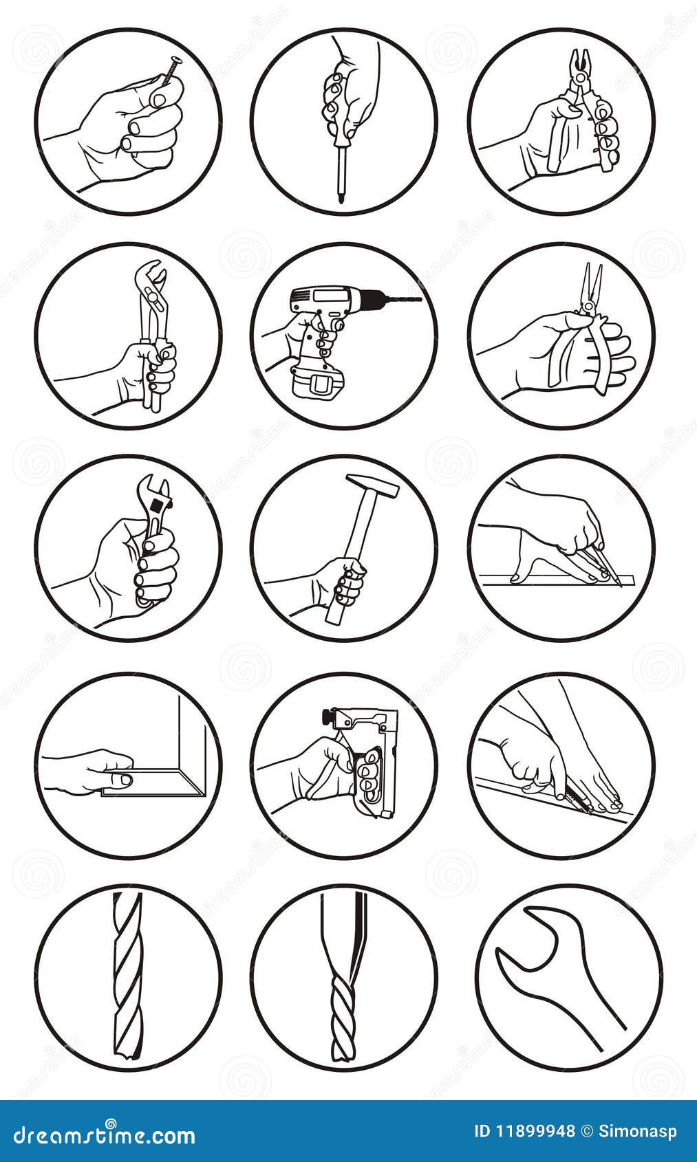 Hands with work tools stock vector. Illustration of portable - 11899948