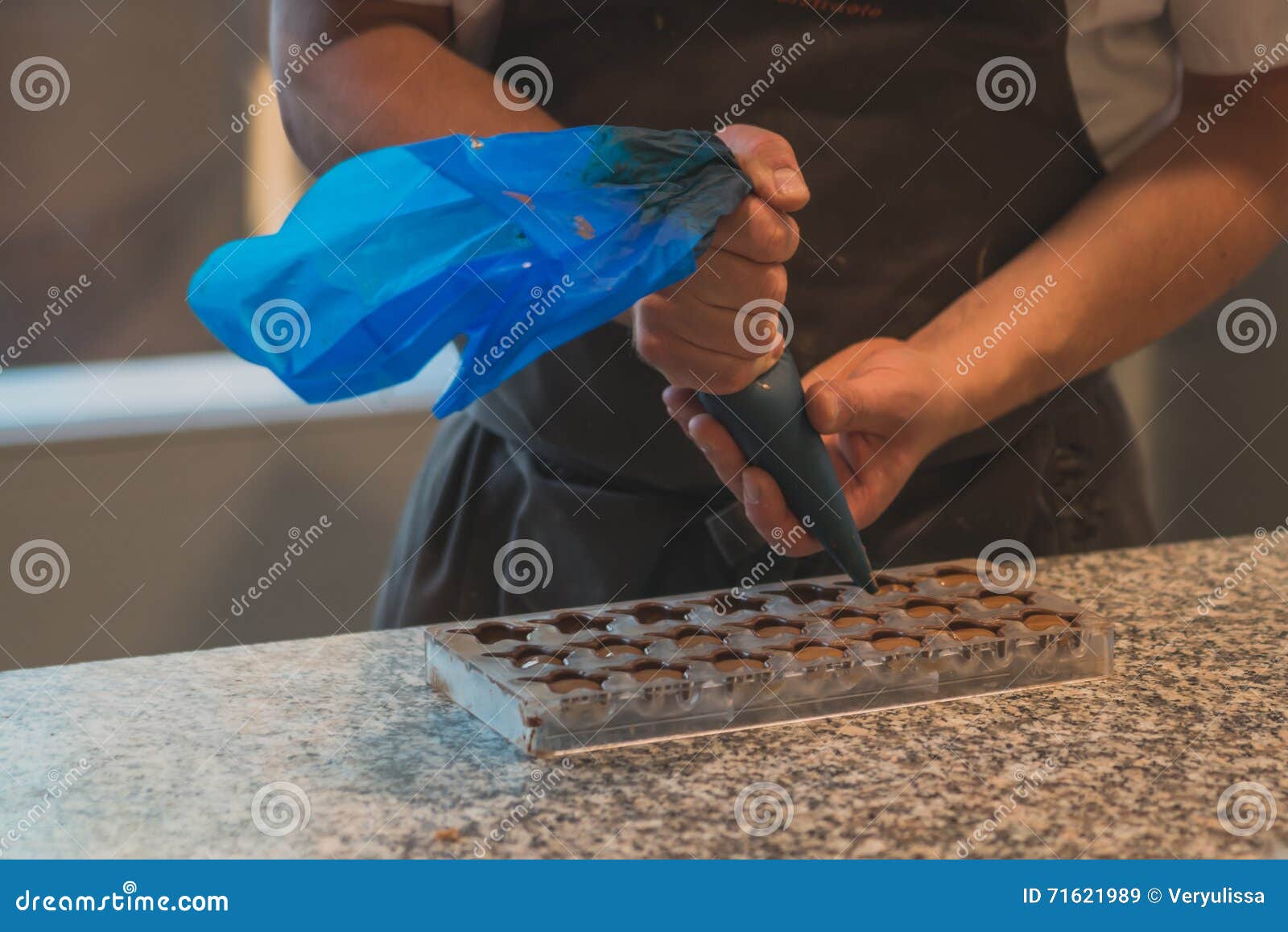 Hands of Worker by Chocolate Production Stock Image - Image of making ...