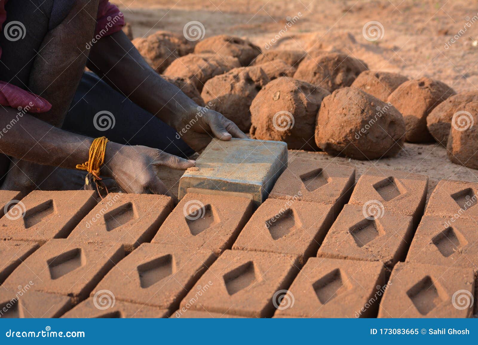Hands of Worker Making Bricks. Stock Image - Image of forming, process ...