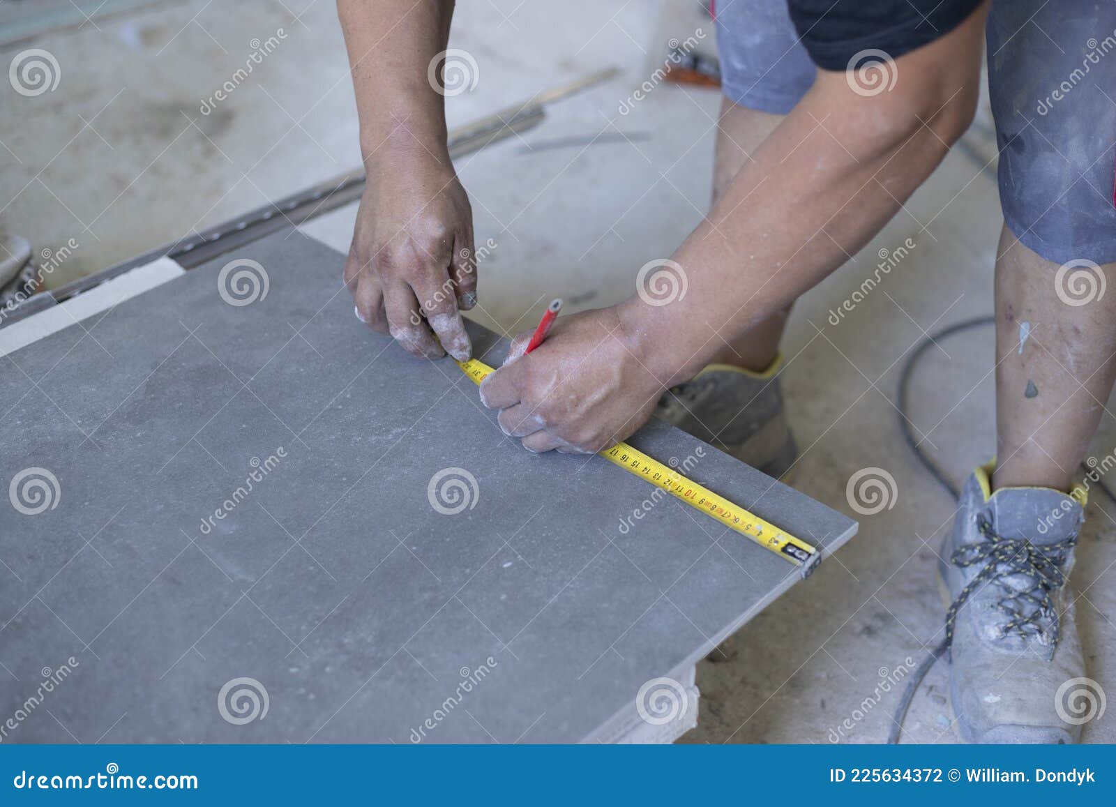 Hands of Worker with Ruler and Pencil Making Signals Stock Photo ...