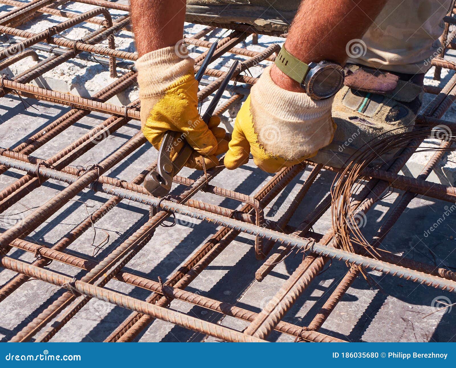 Reinforcement Tying For The Base Plate The Process Of Preparing Stock ...