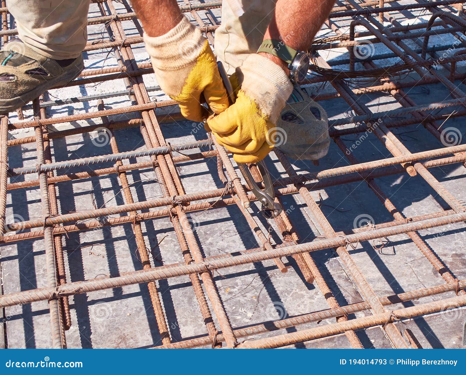 Reinforcement Tying For The Base Plate The Process Of Preparing Stock ...