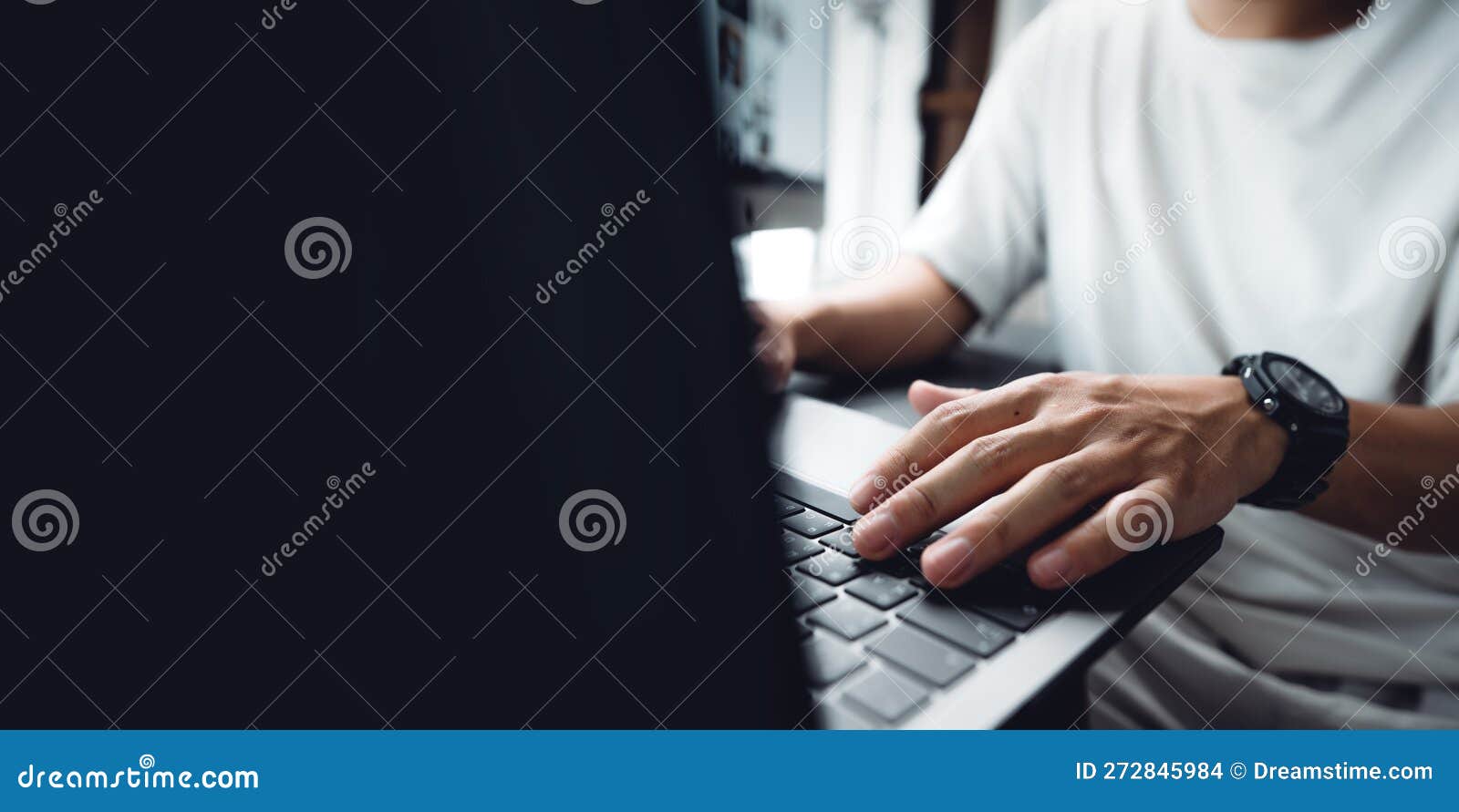 Hands Working on a Laptop Computer Stock Photo - Image of modern, hands ...