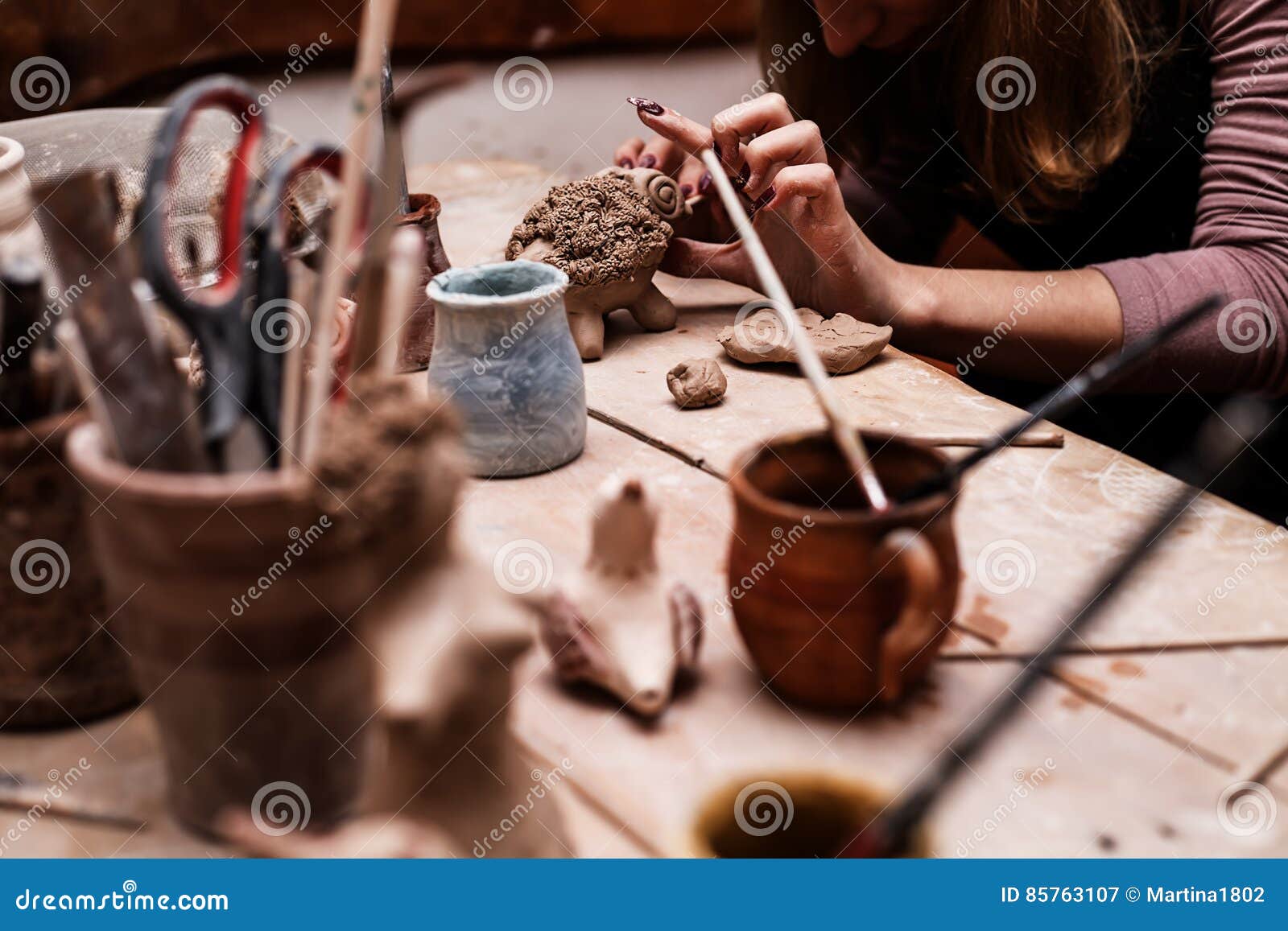 Hands working with clay stock image. Image of creative - 85763107