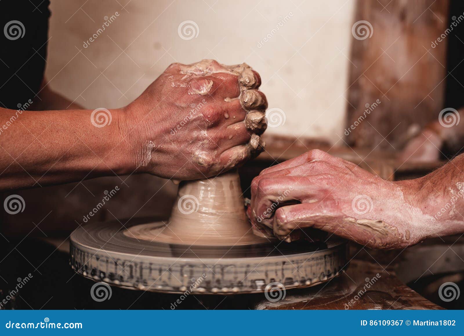 Hands working with clay stock image. Image of hands, close - 86109367