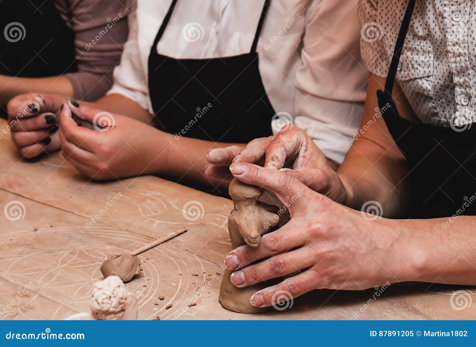 Hands working with clay stock image. Image of blue, clay - 87891205