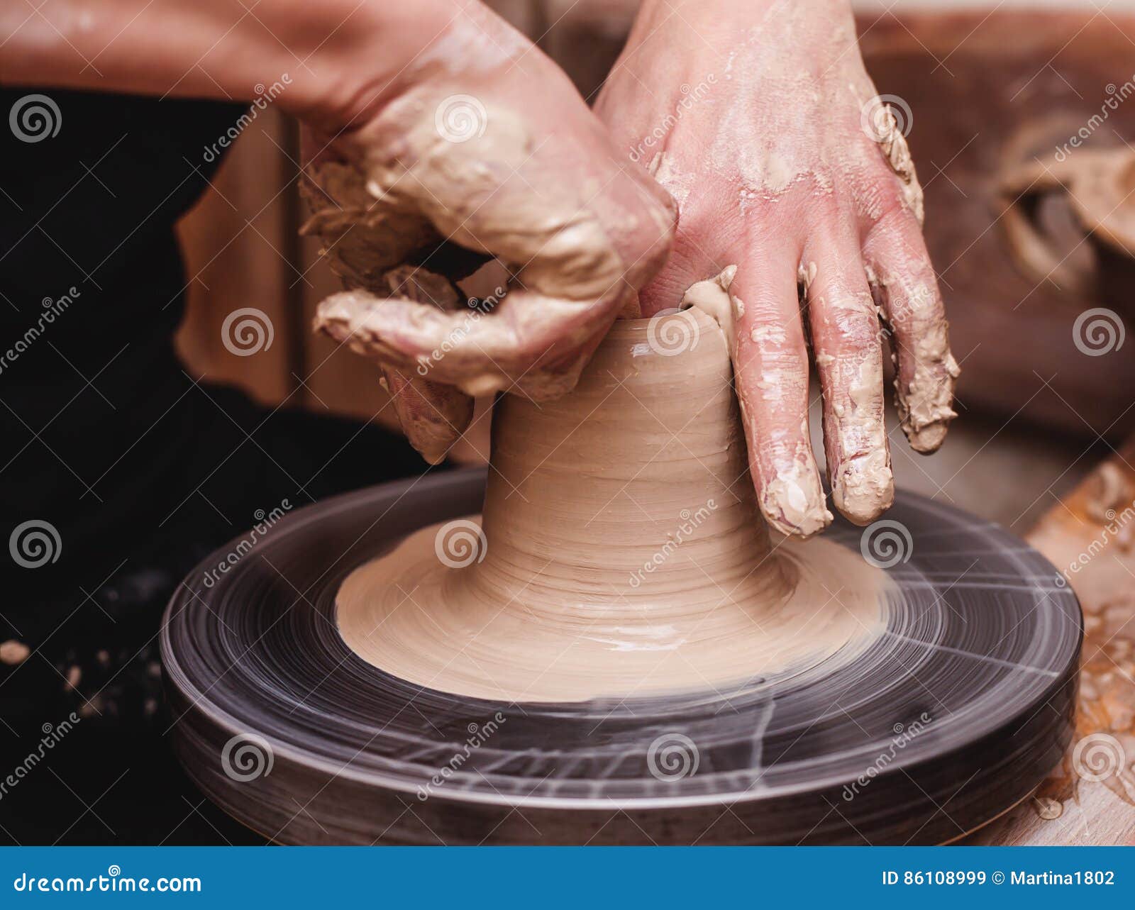 Hands working with clay stock image. Image of handwork - 86108999