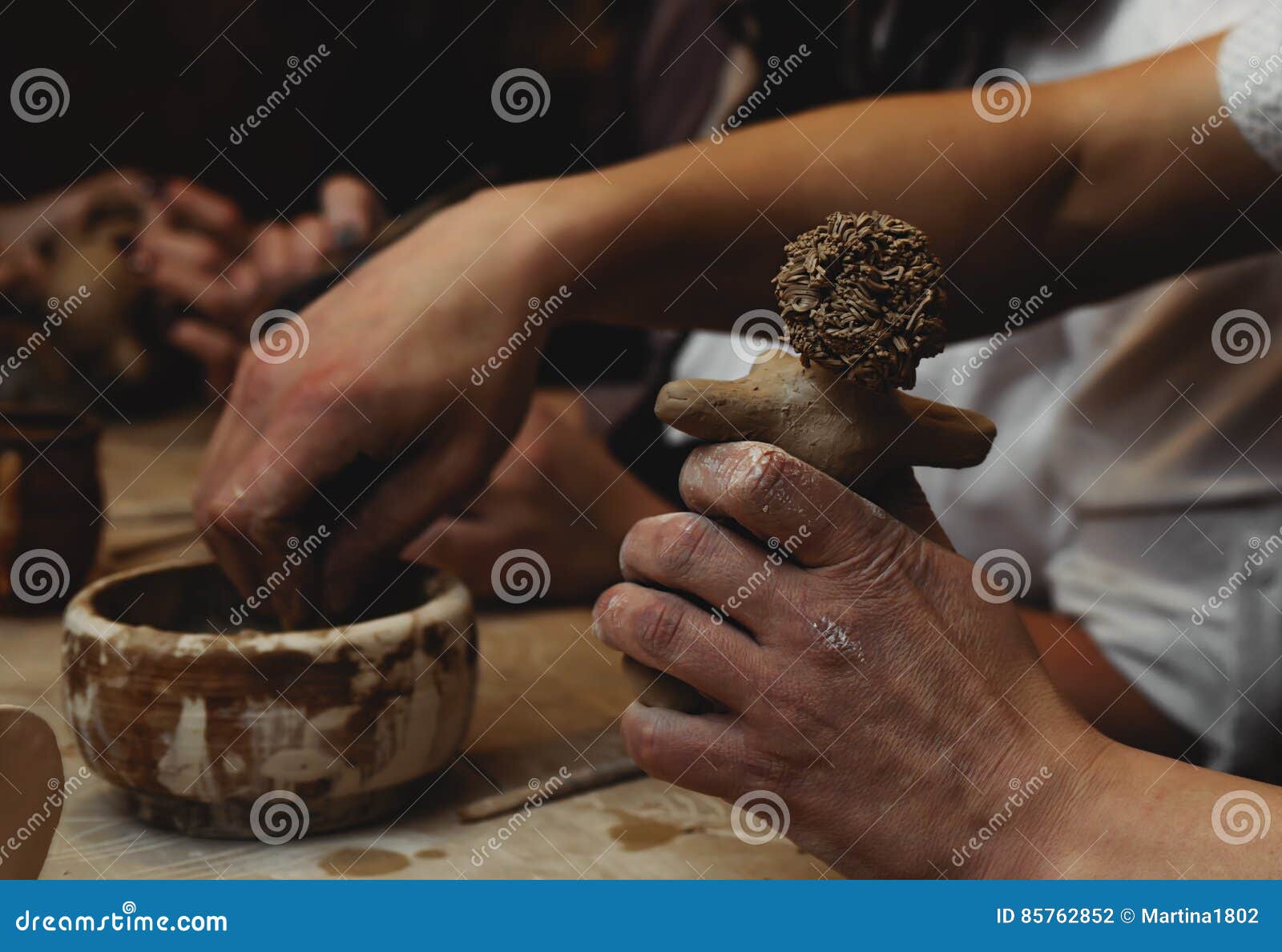 Hands working with clay stock photo. Image of painted - 85762852