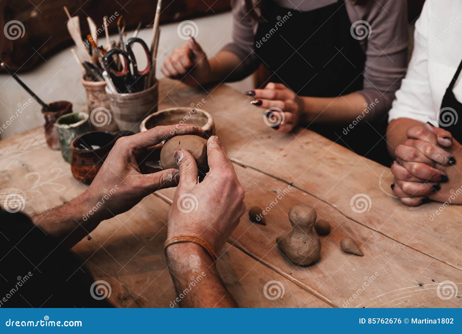 Hands working with clay stock photo. Image of work, sculpt - 85762676