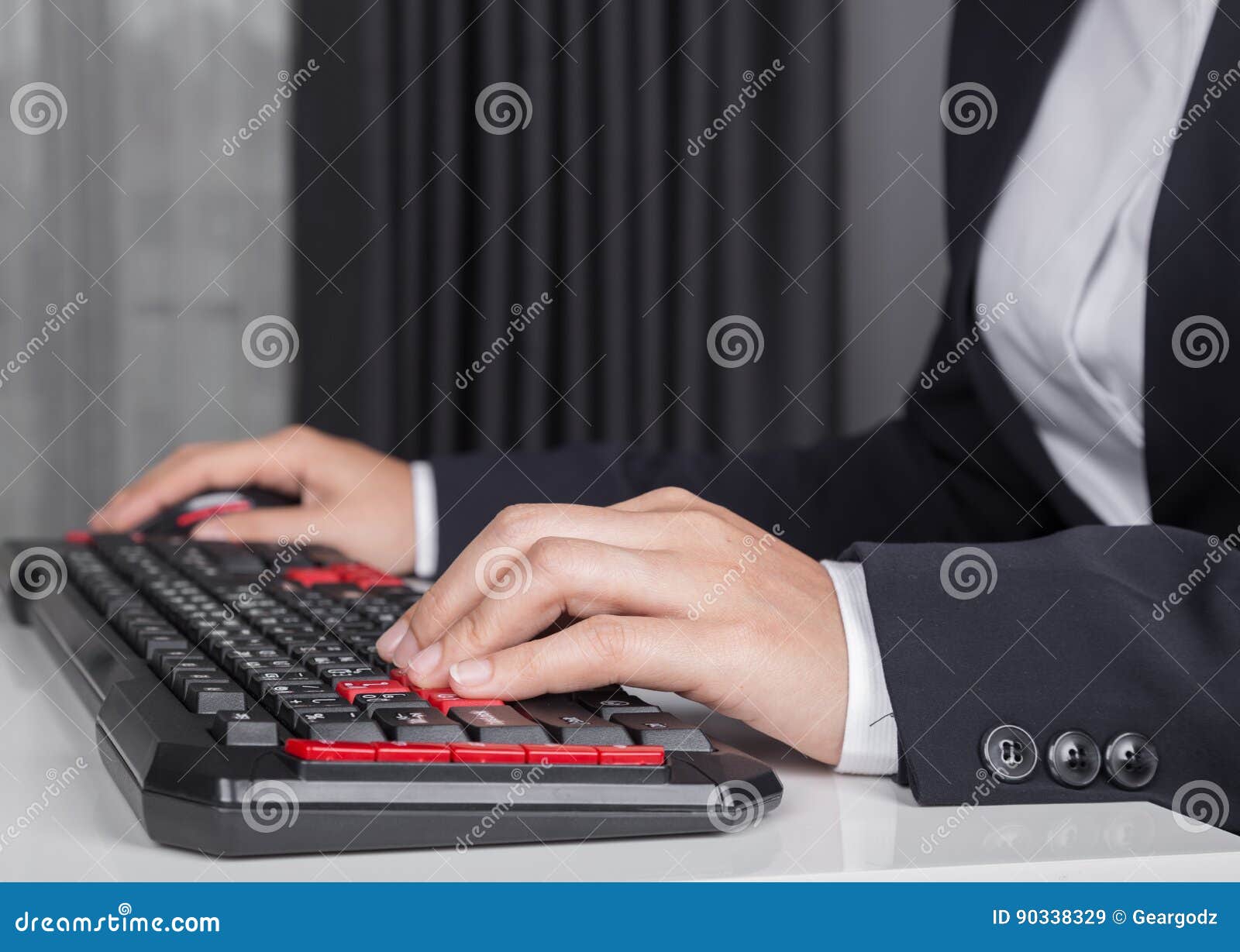 Hands Working on Computer Keyboard and Mouse Stock Image - Image of ...