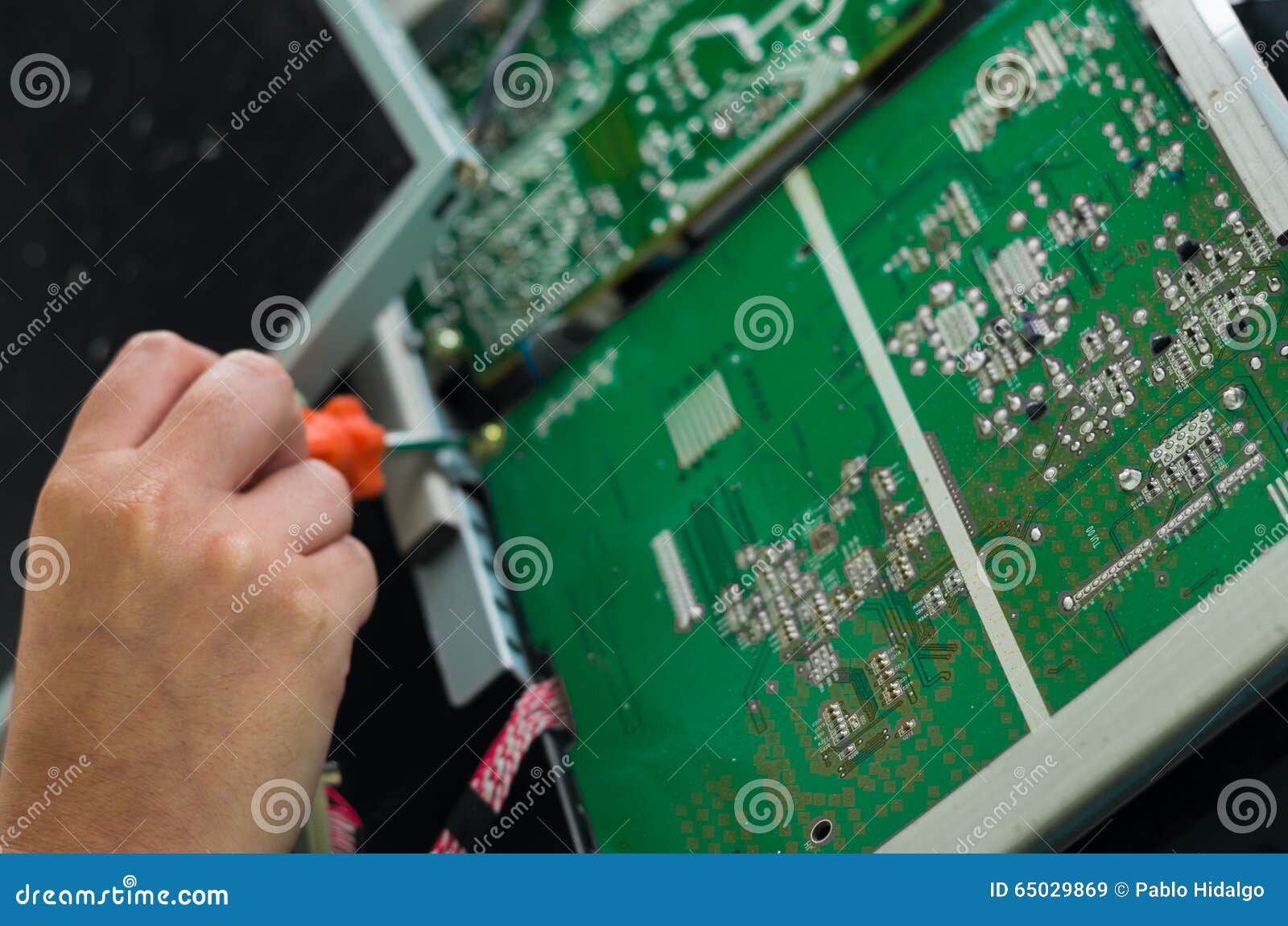 Hands Working with Electronic Circuit Board from Stock Image - Image of ...