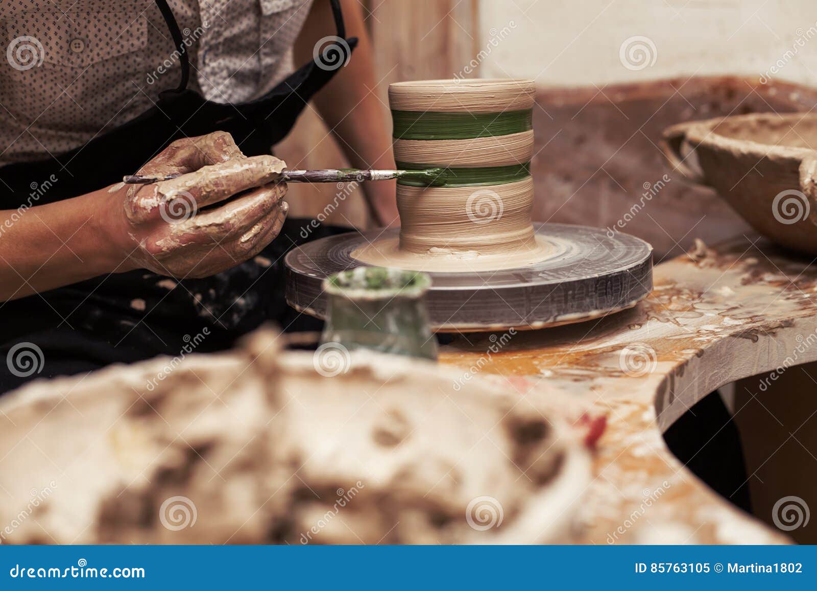 Hands Working and Finishing Sculpture with Clay Stock Image - Image of ...