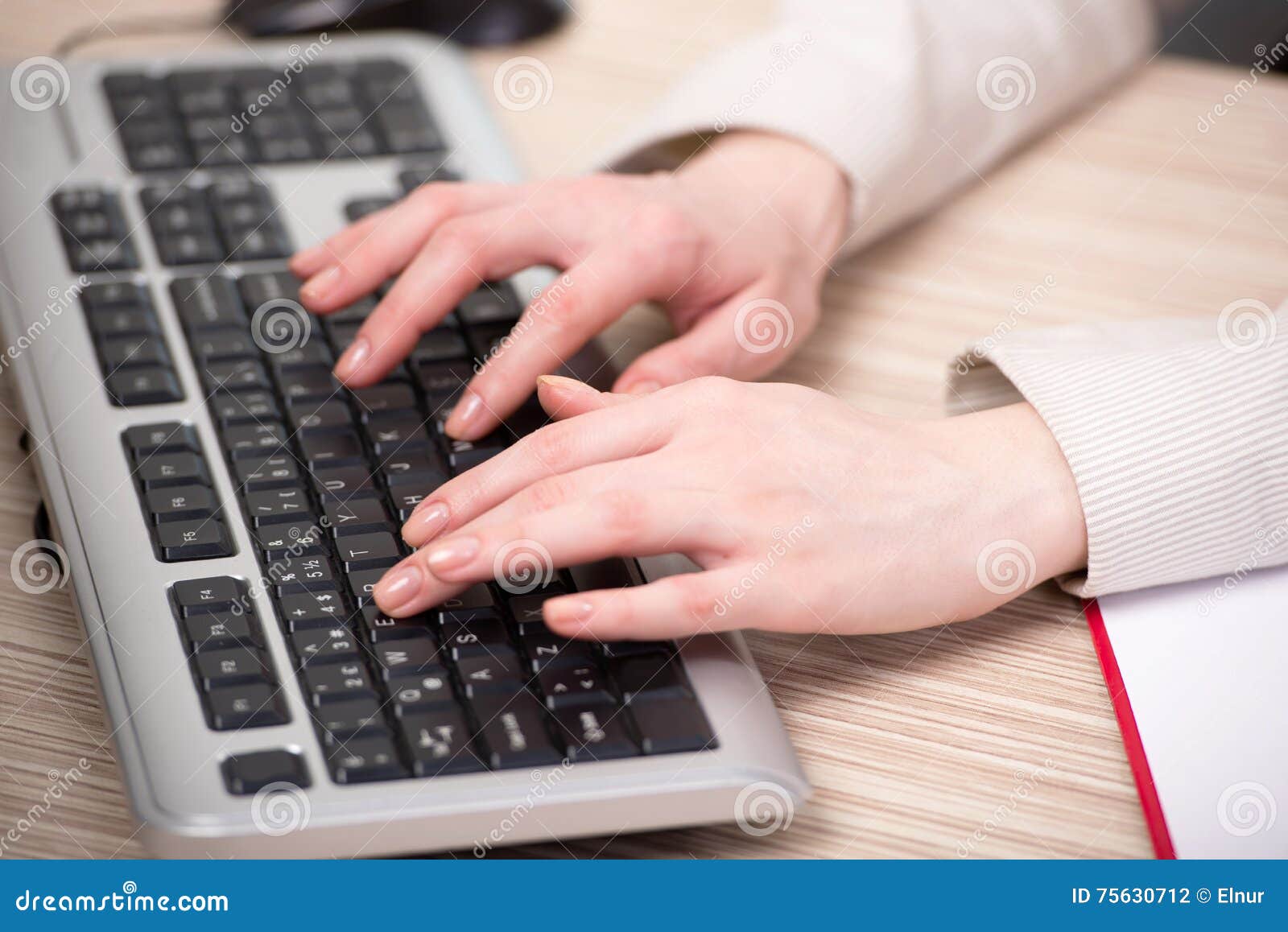 The Hands Working on the Keyboard in the Office Stock Photo - Image of ...