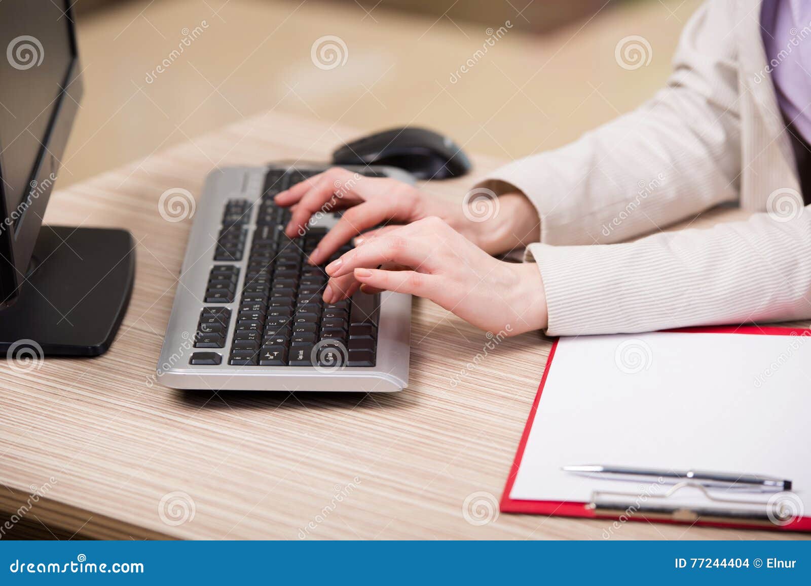 The Hands Working on the Keyboard in the Office Stock Photo - Image of ...