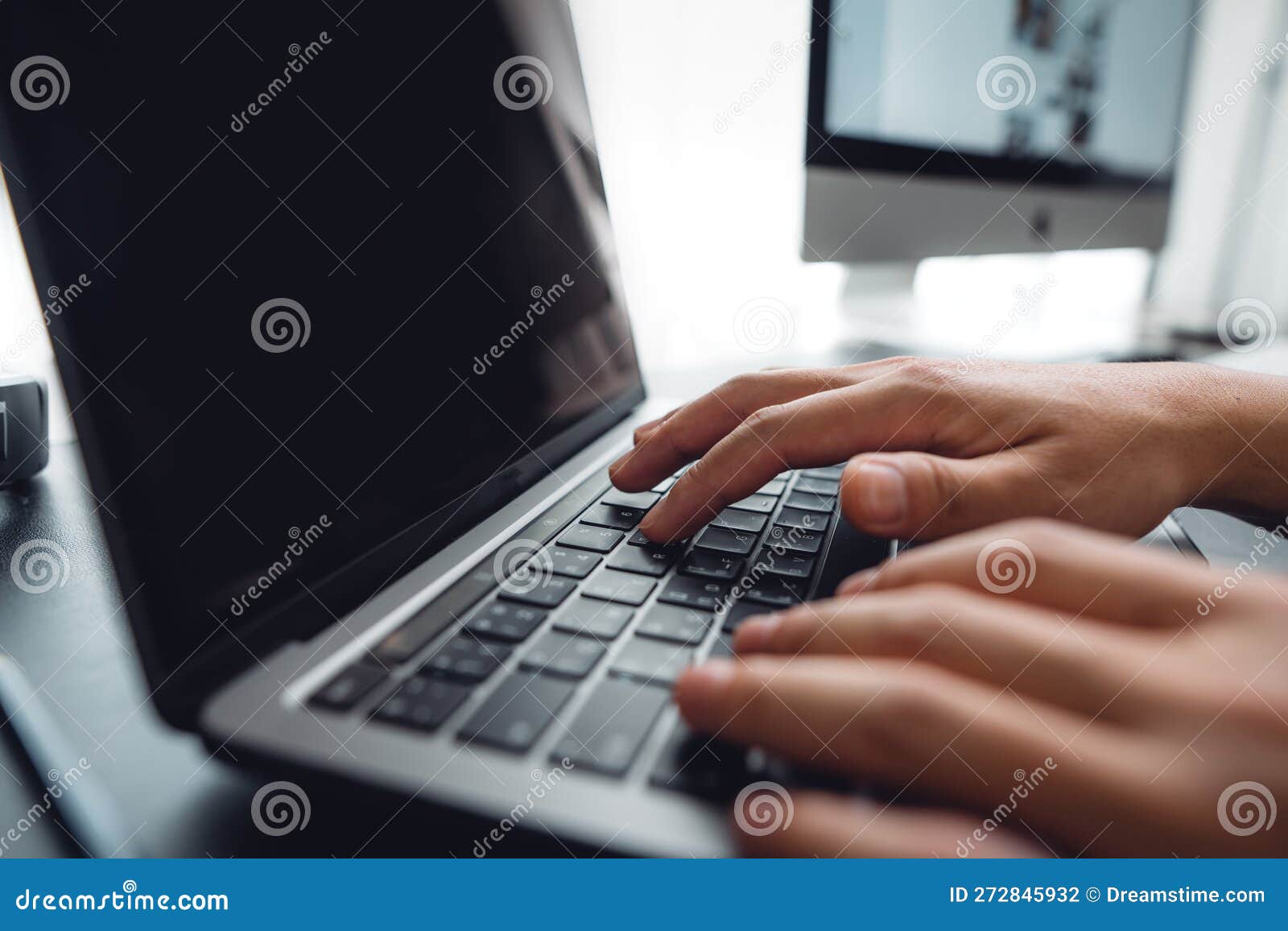 Hands Working on a Laptop Computer Stock Photo - Image of technology ...