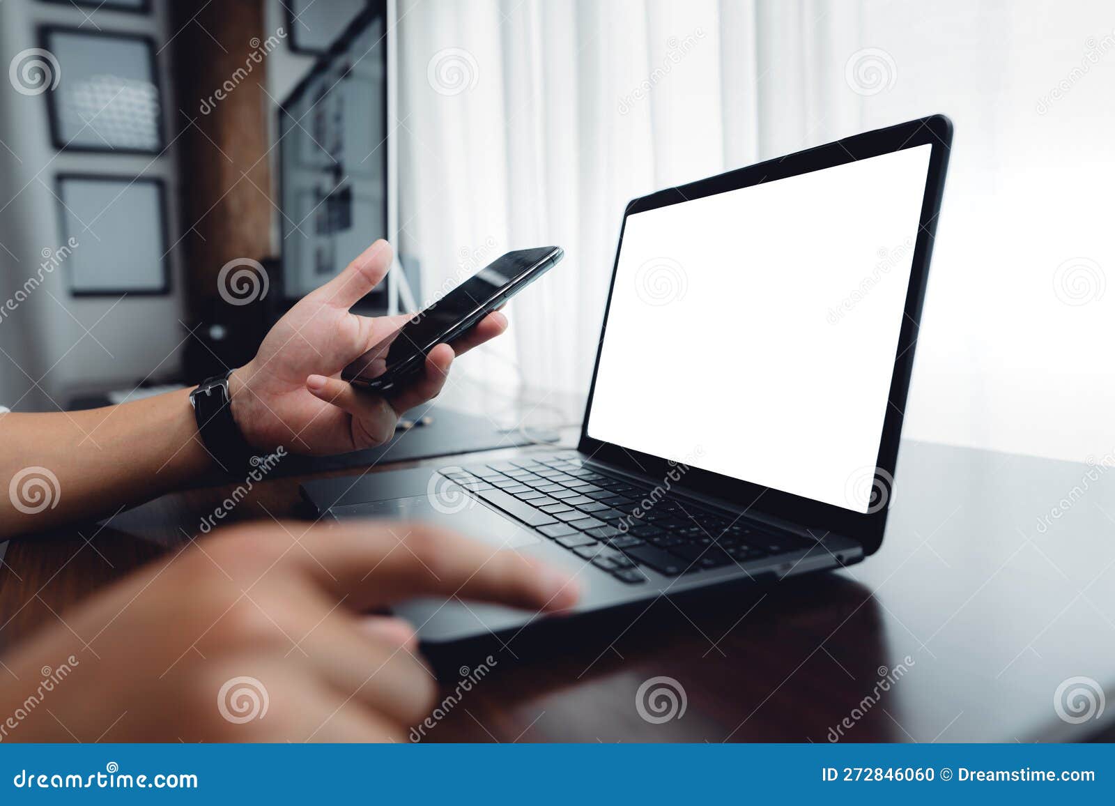 Hands Working on a Laptop Computer Stock Photo - Image of desktop ...